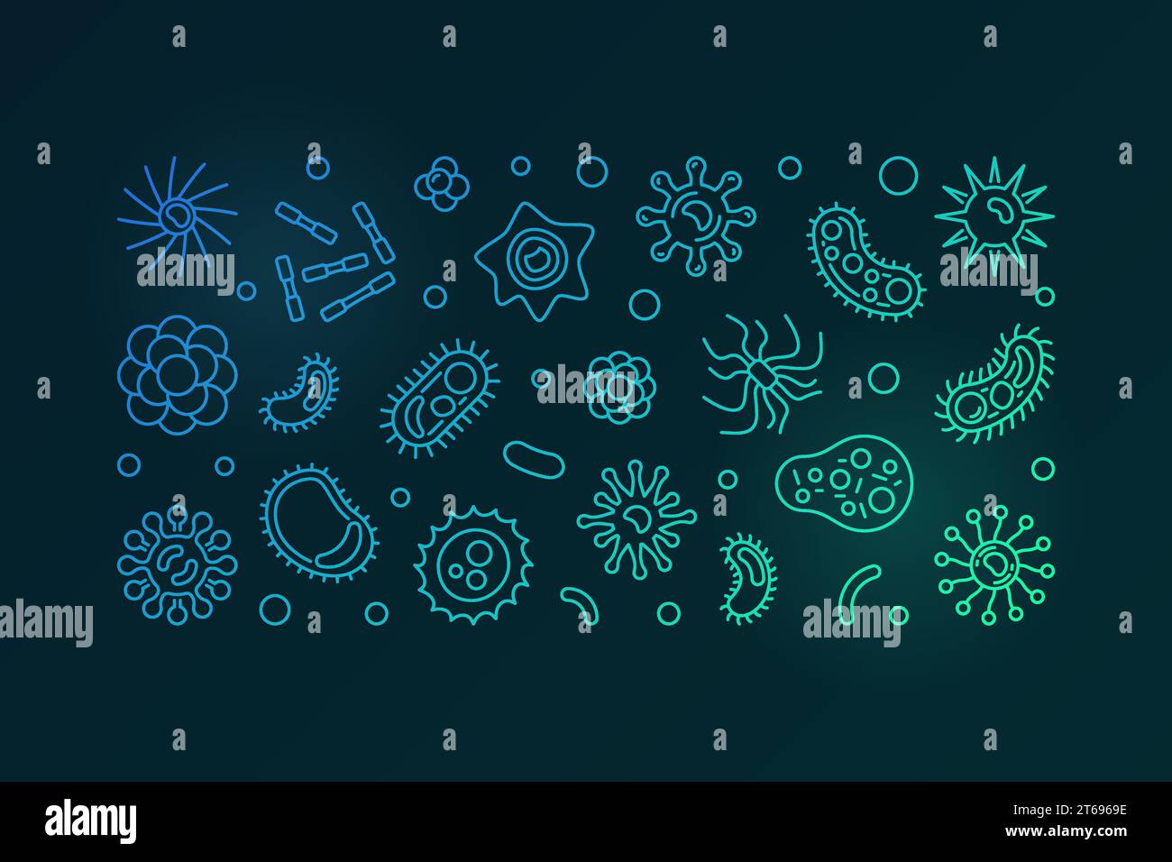 Bacteria vector creative horizontal illustration or banner made with ...