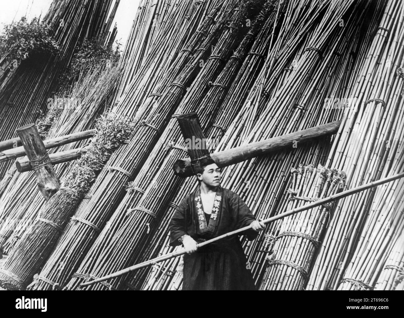 Warehouse of a bamboo shop in Kobe in Japan. [automated translation ...