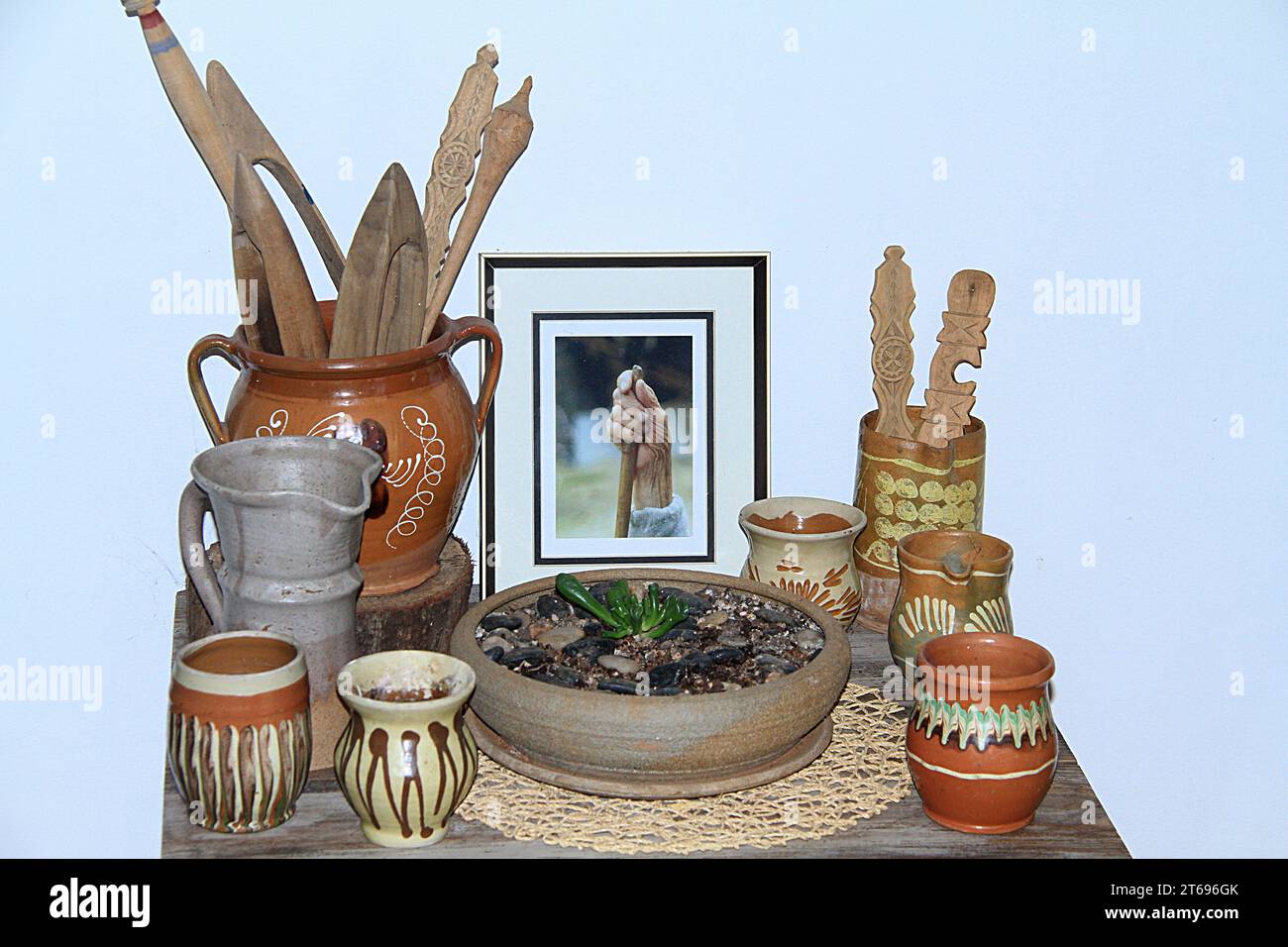 Traditional handmade Romanian pottery used as home decor Stock Photo ...