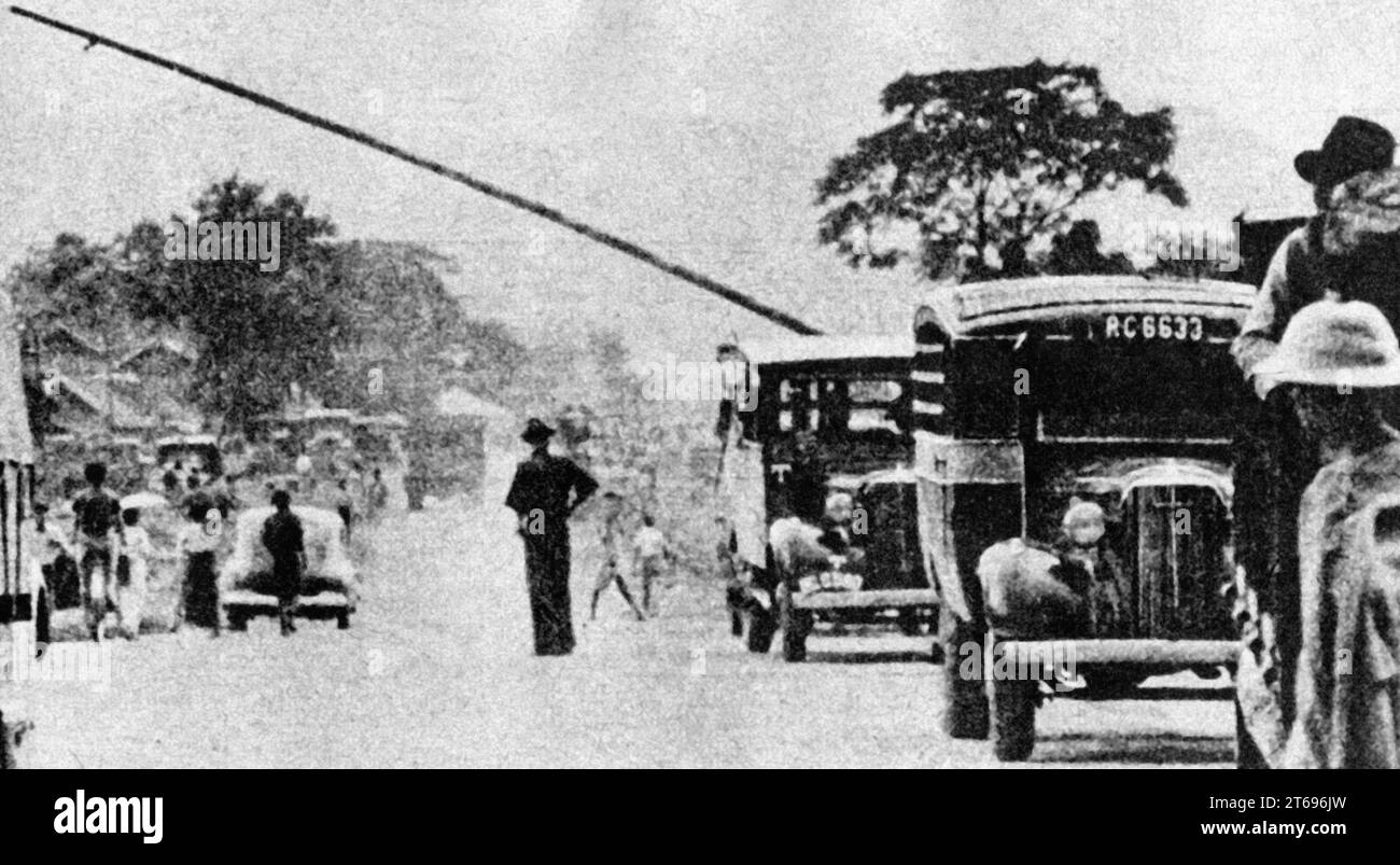 Traffic on the Burma Road through Burma / Myanmar, the only land ...