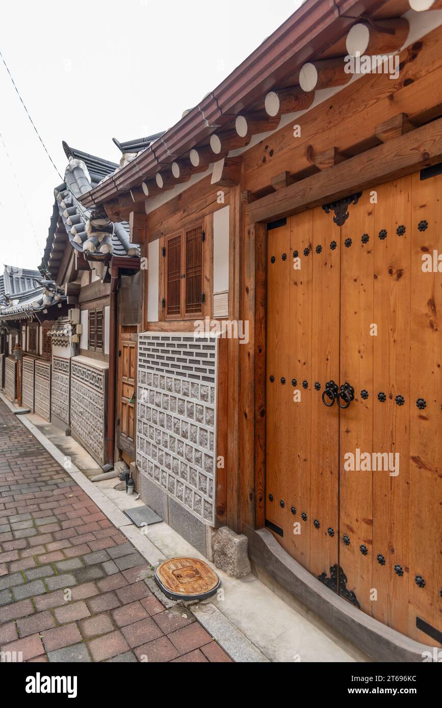 Bukchon Hanok village old traditional Korean architecture district and ...