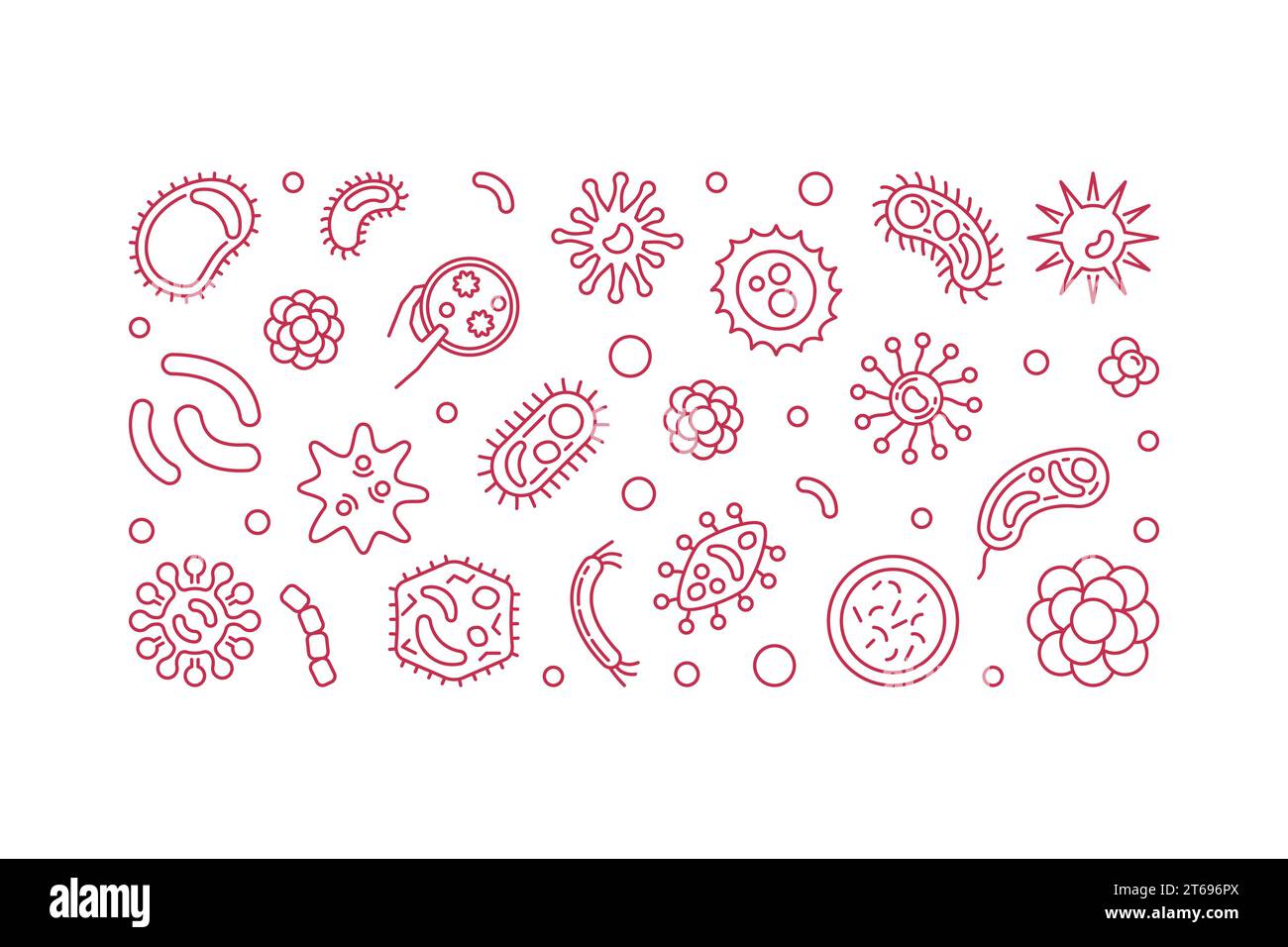 Virus or pathogen horizontal banner. Vector concept red illustration ...