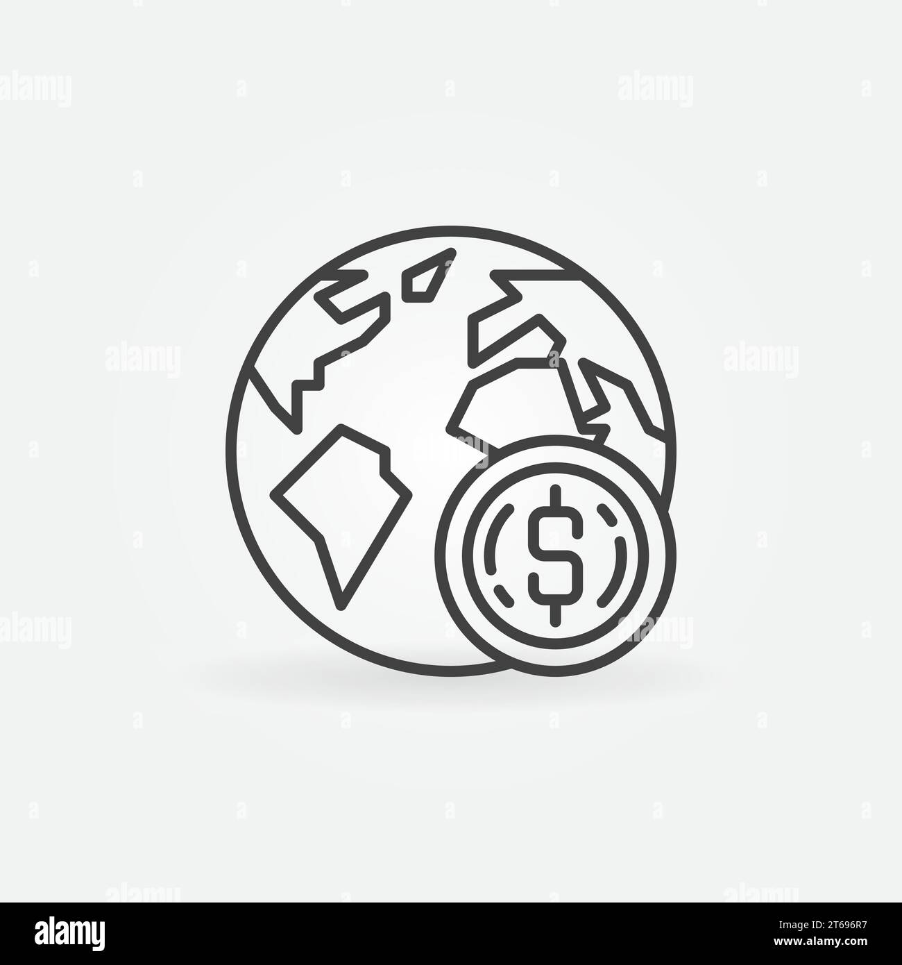 Earth with coin vector icon or symbol in thin line style Stock Vector ...