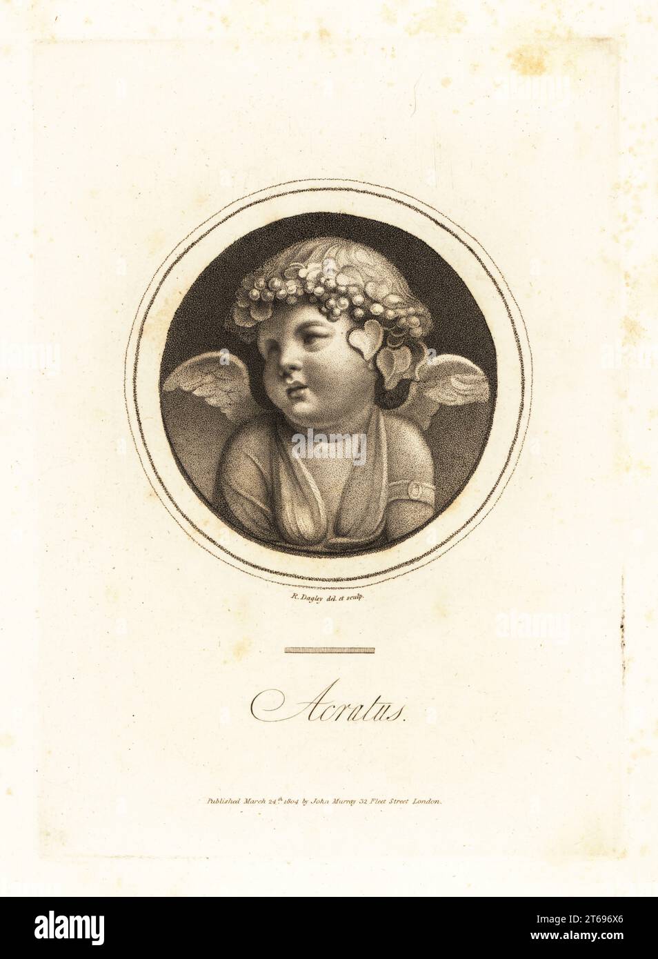 Acratus or Acratopotes, a winged Bacchus with myrtle, ivy and rosebud ...