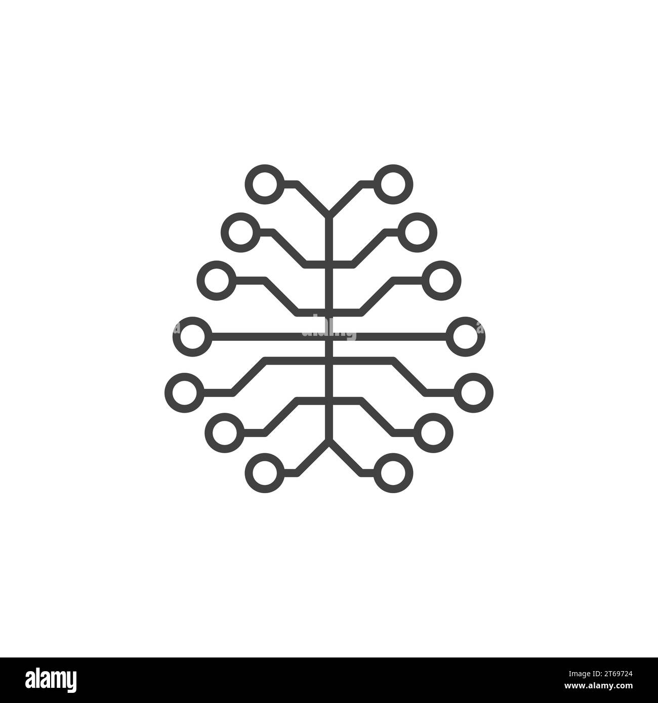 Ai Digital Brain Concept Minimal Icon Or Design Element In Thin Line Style Stock Vector Image