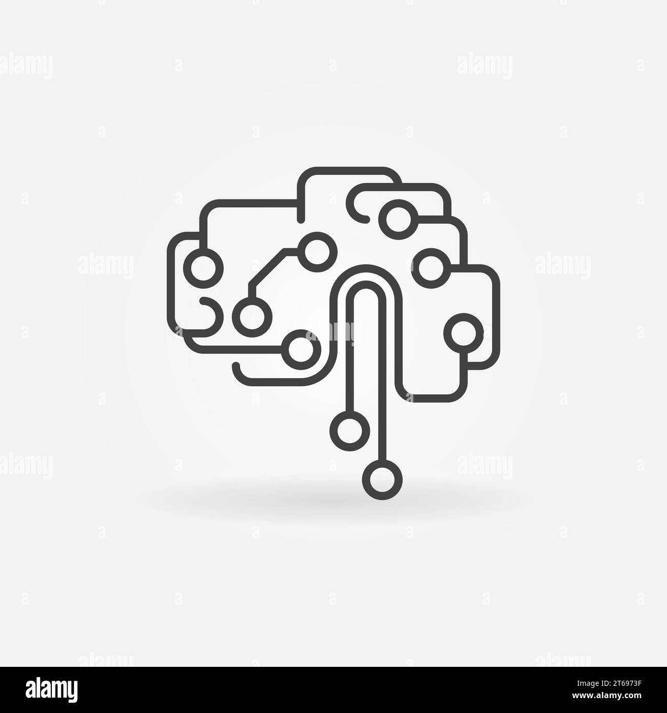 Circuit tech brain outline icon. Vector Artificial Intelligence brain ...