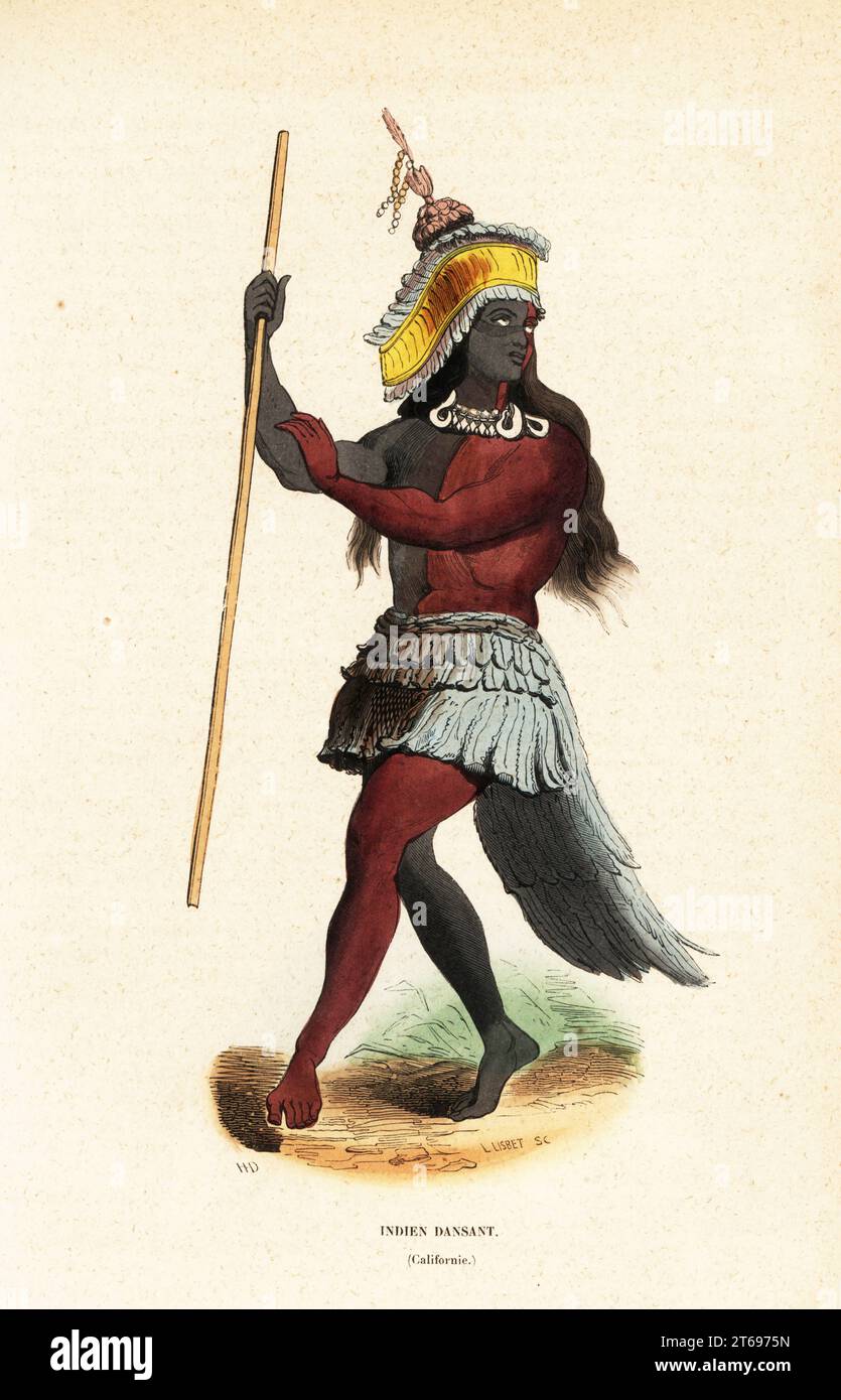 Man of the Ohlone or Costanoan people dancing at Mission San Francisco ...