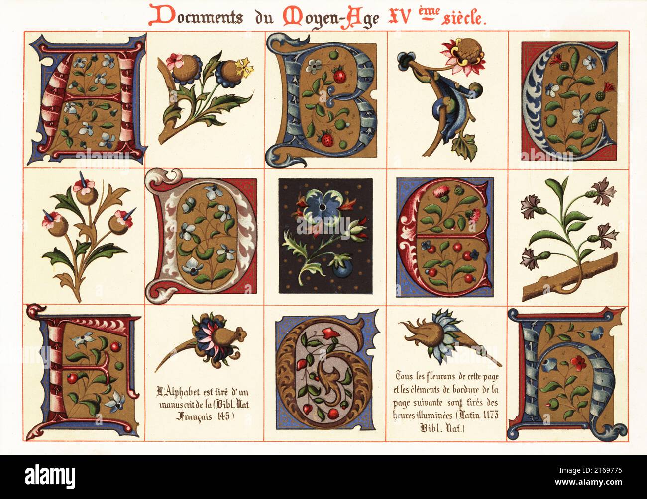 Alphabet of initial letters and fleurons taken from 15th century ...