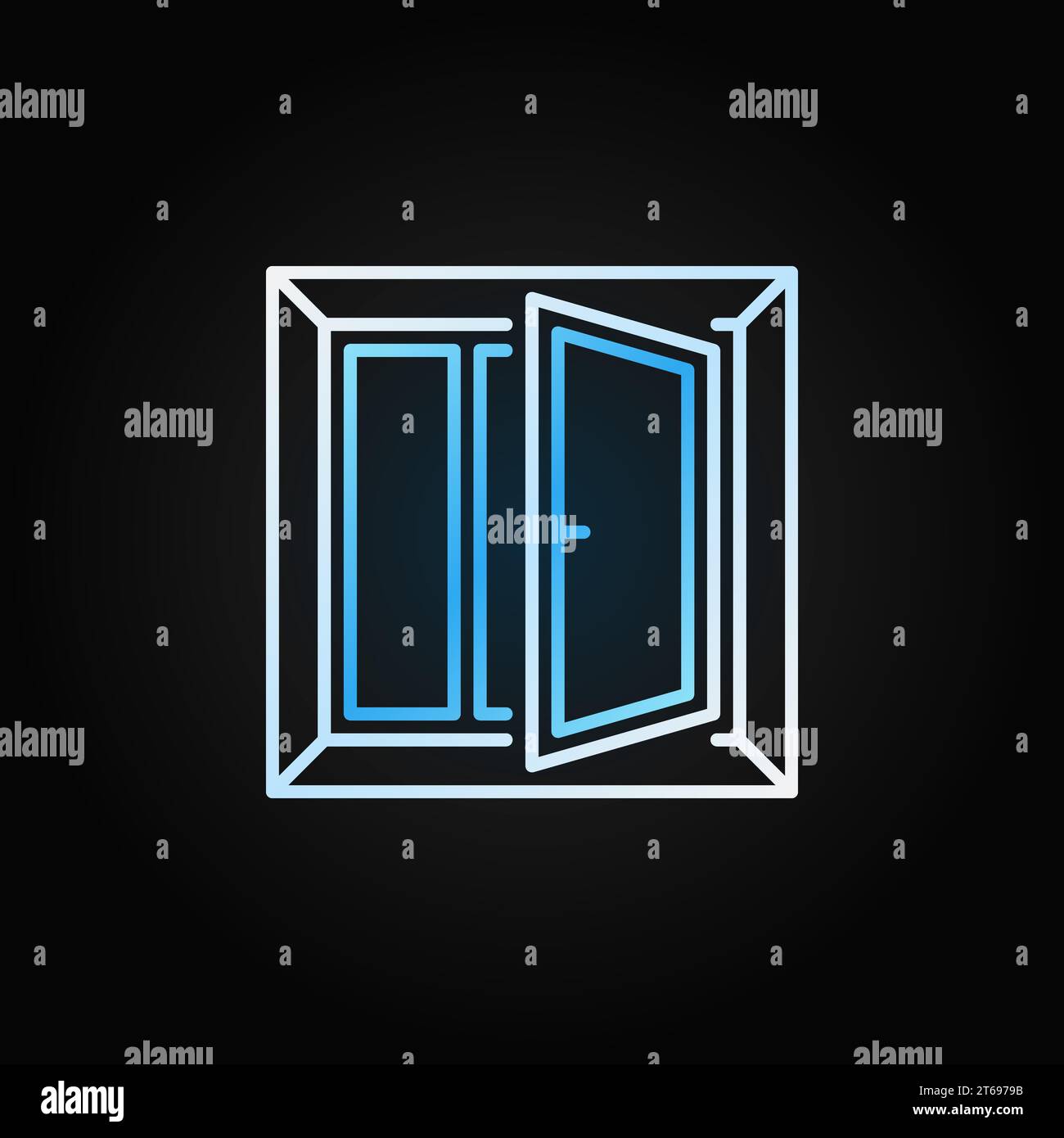 Vector Window outline icon - colorful sign or logo element on dark ...
