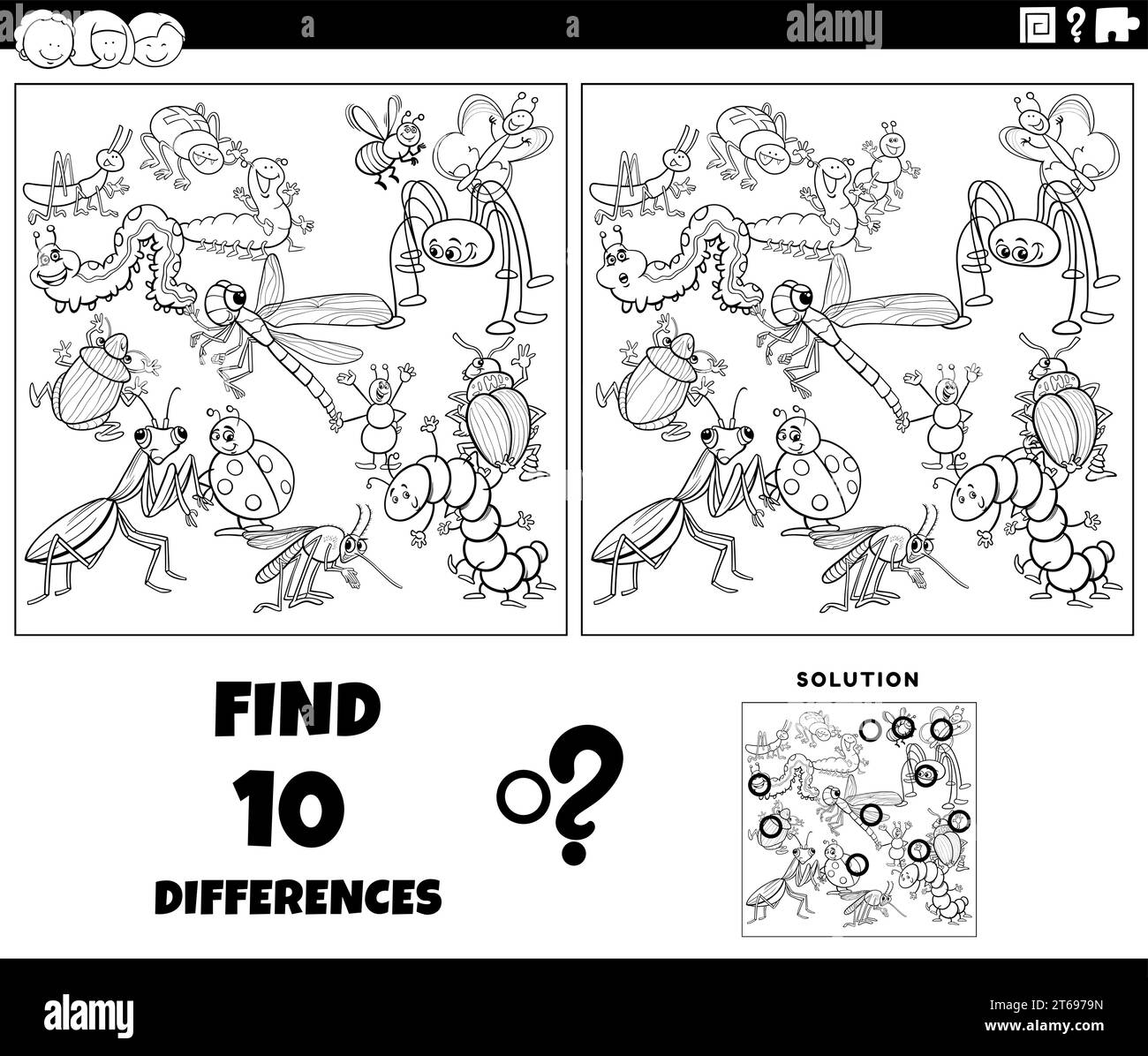 cartoon illustration of finding the differences between pictures ...