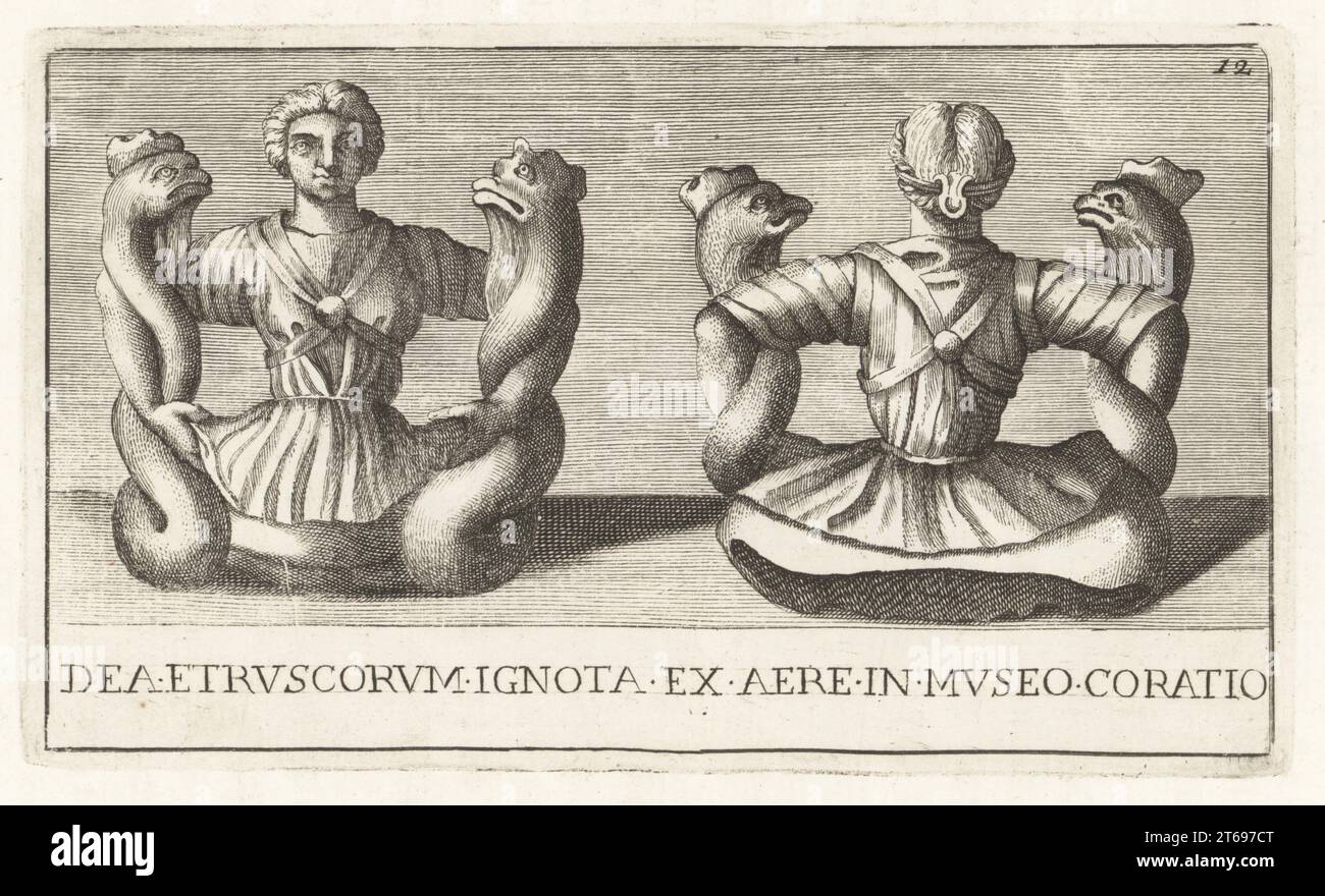 Unknown Etruscan terrestrial goddess with monstrous body. Her arms hold ...