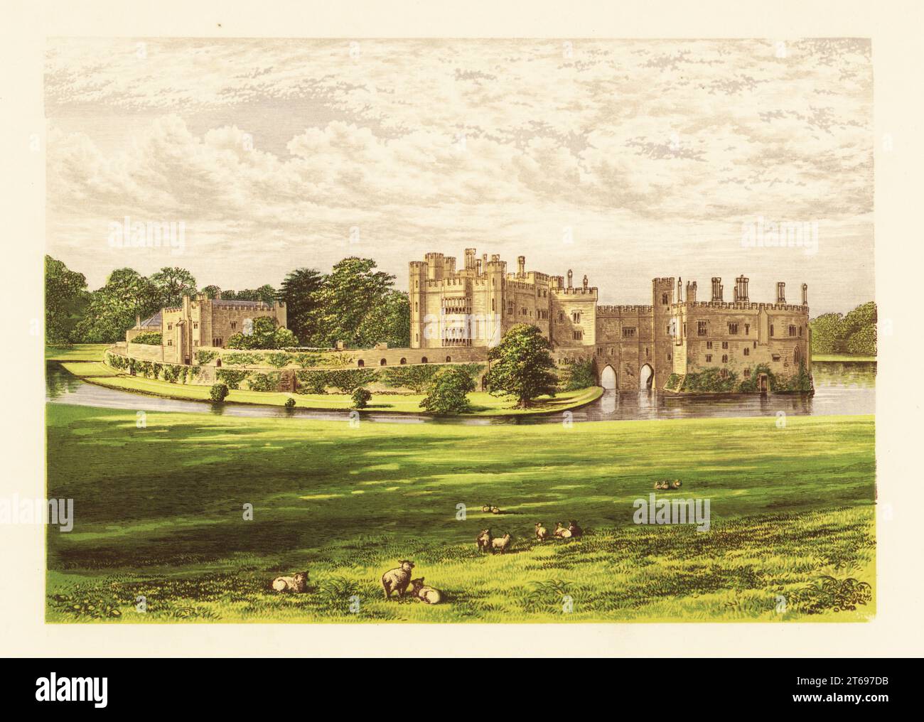 Leeds Castle, Kent, England. Medieval castle renovated in the Tudor ...