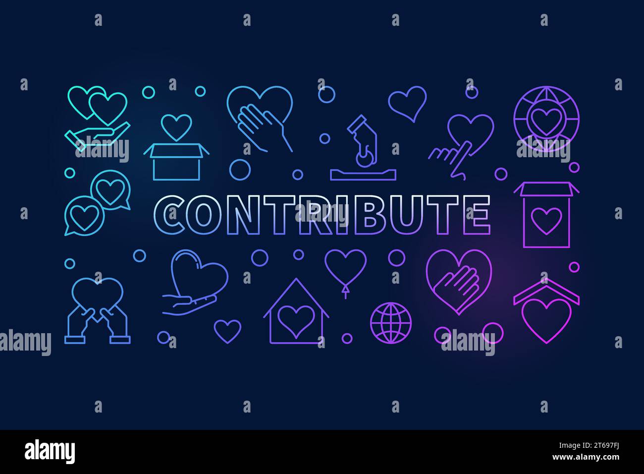 Contribute vector colorful concept outline horizontal illustration or ...