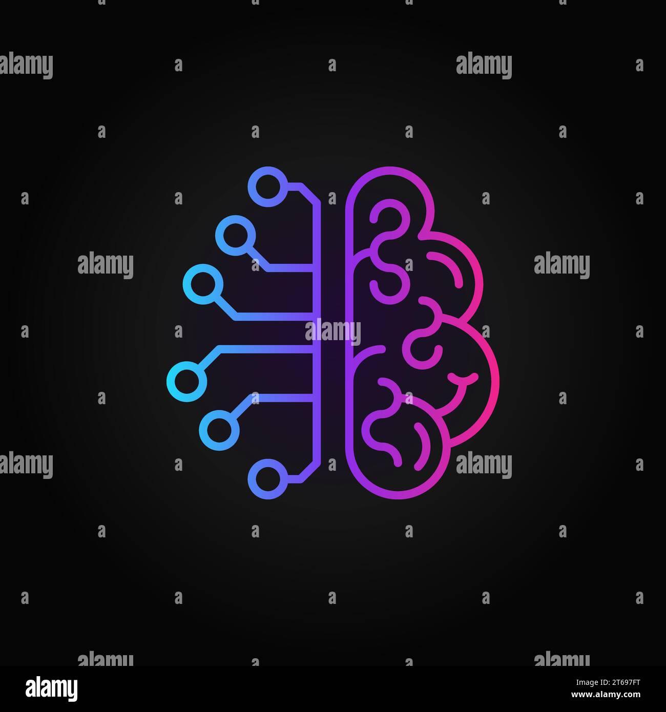 Cyberbrain creative outline icon - vector artificial intelligence brain ...