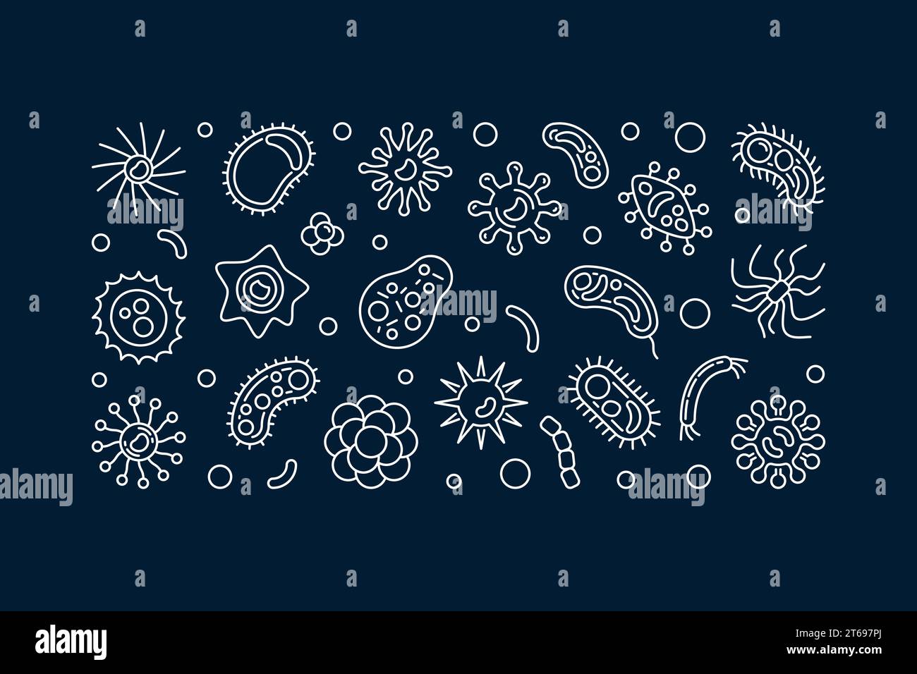 Pathogen and viruses horizontal banner. Vector concept minimal ... Pathogen and viruses horizontal banner. Vector concept minimal ...