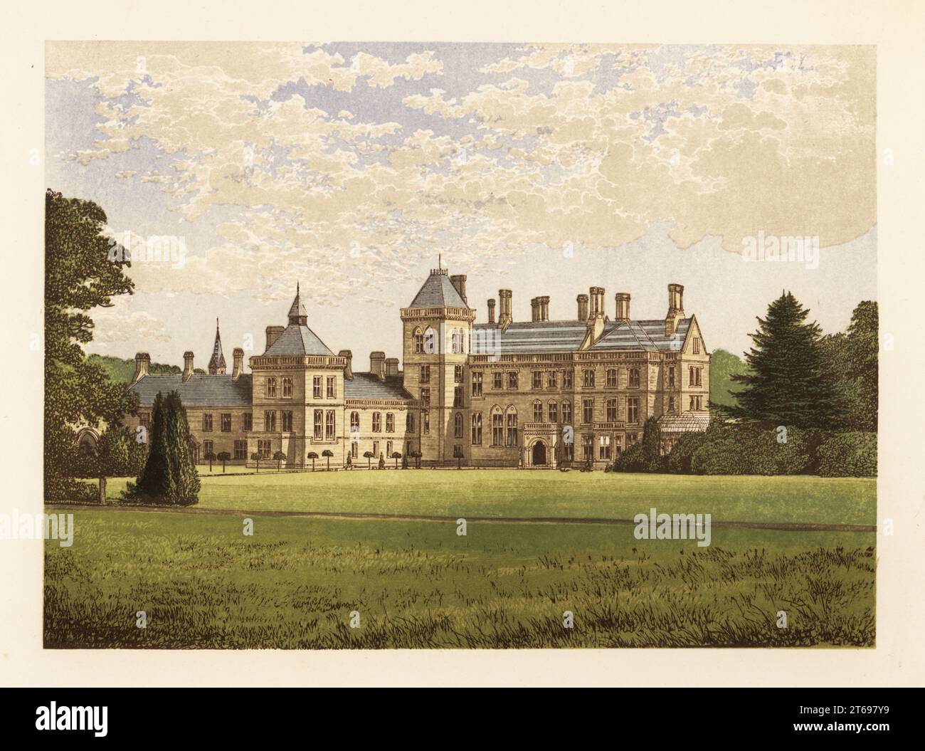 Walton Hall, Warwickshire, England. Gothic-Revival style mansion built ...