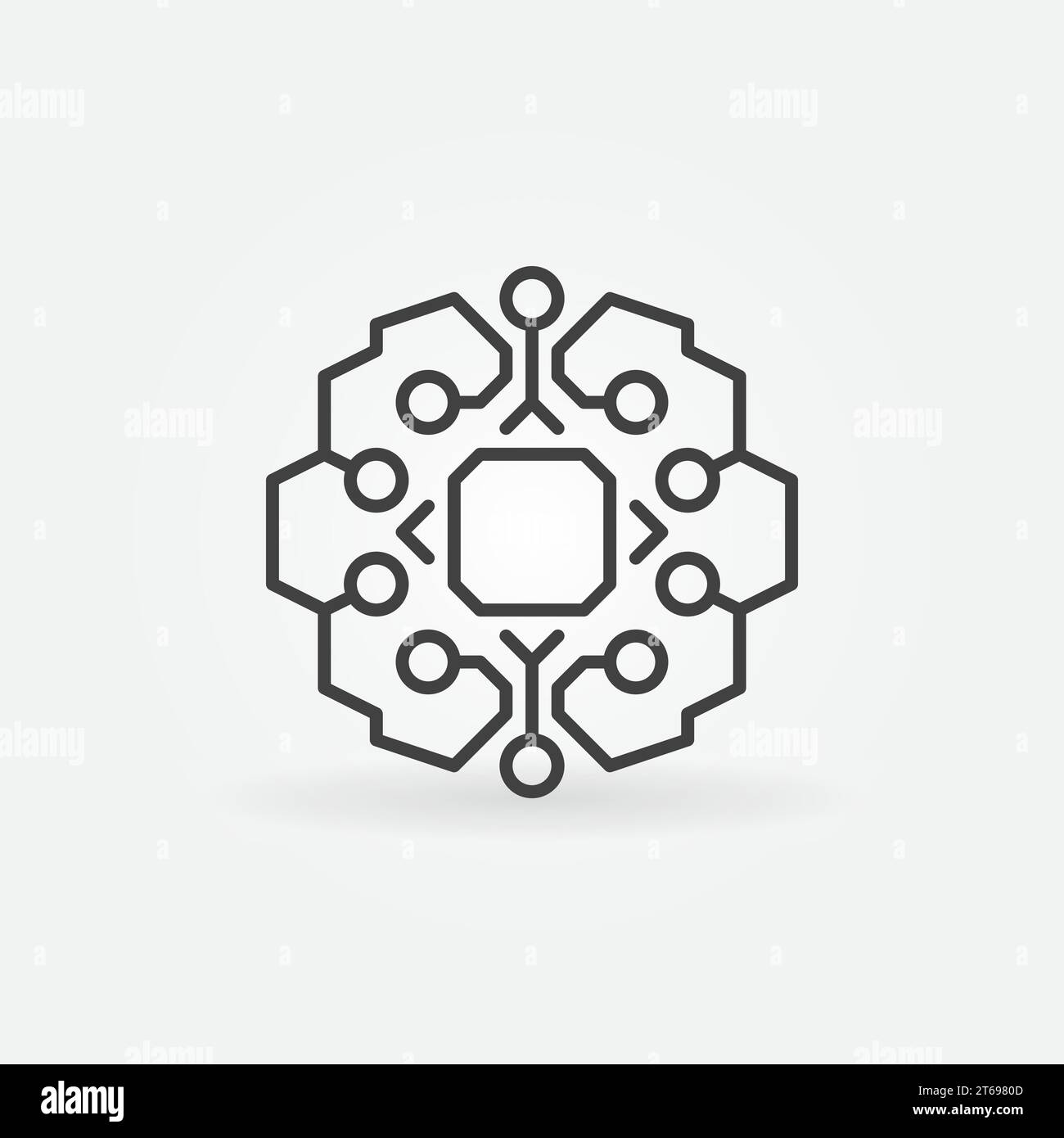 Geometric smart brain with chip vector concept icon or logo element in ...