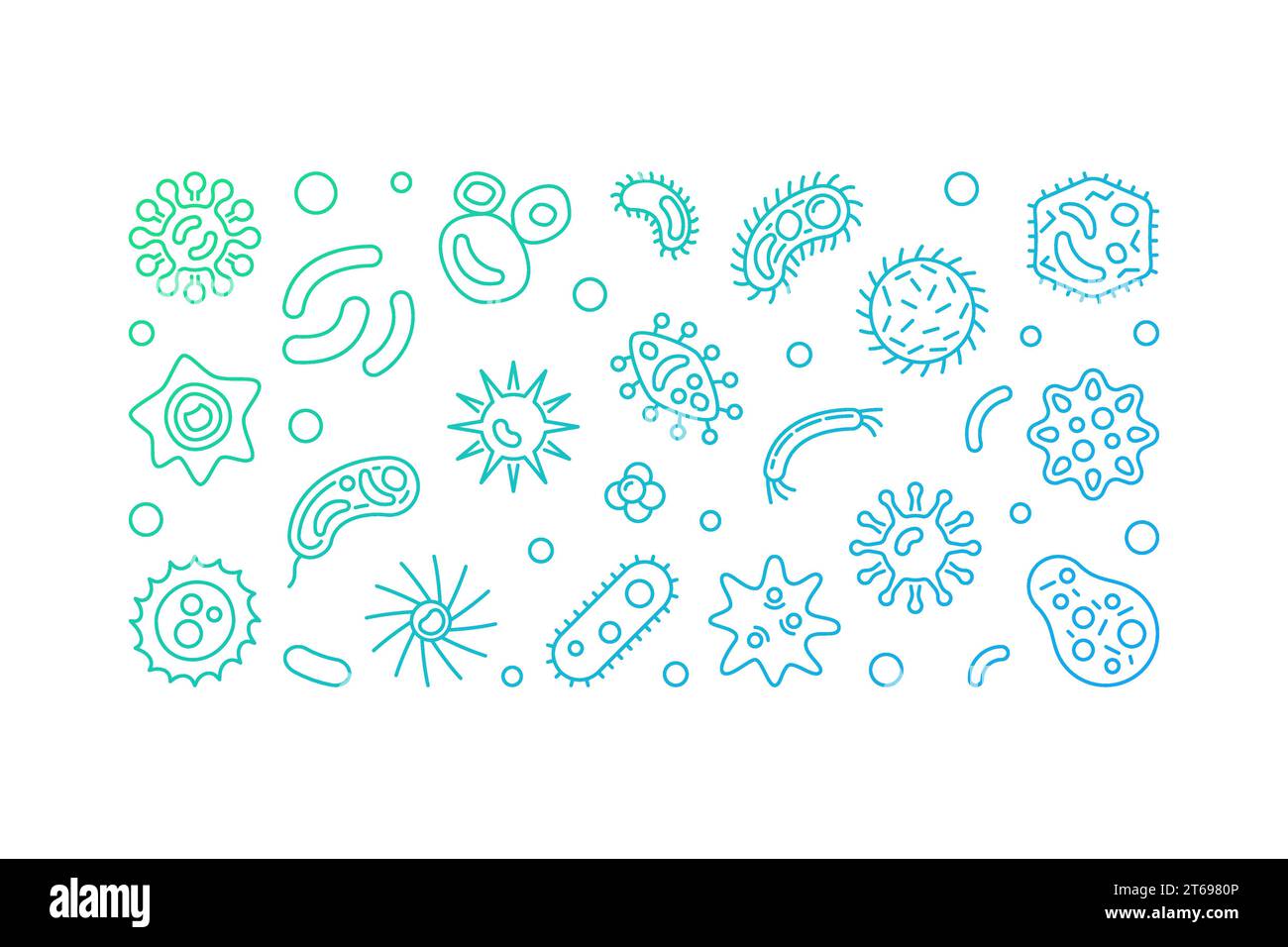 Pathogenicity bright line horizontal banner. Vector microbes and ...