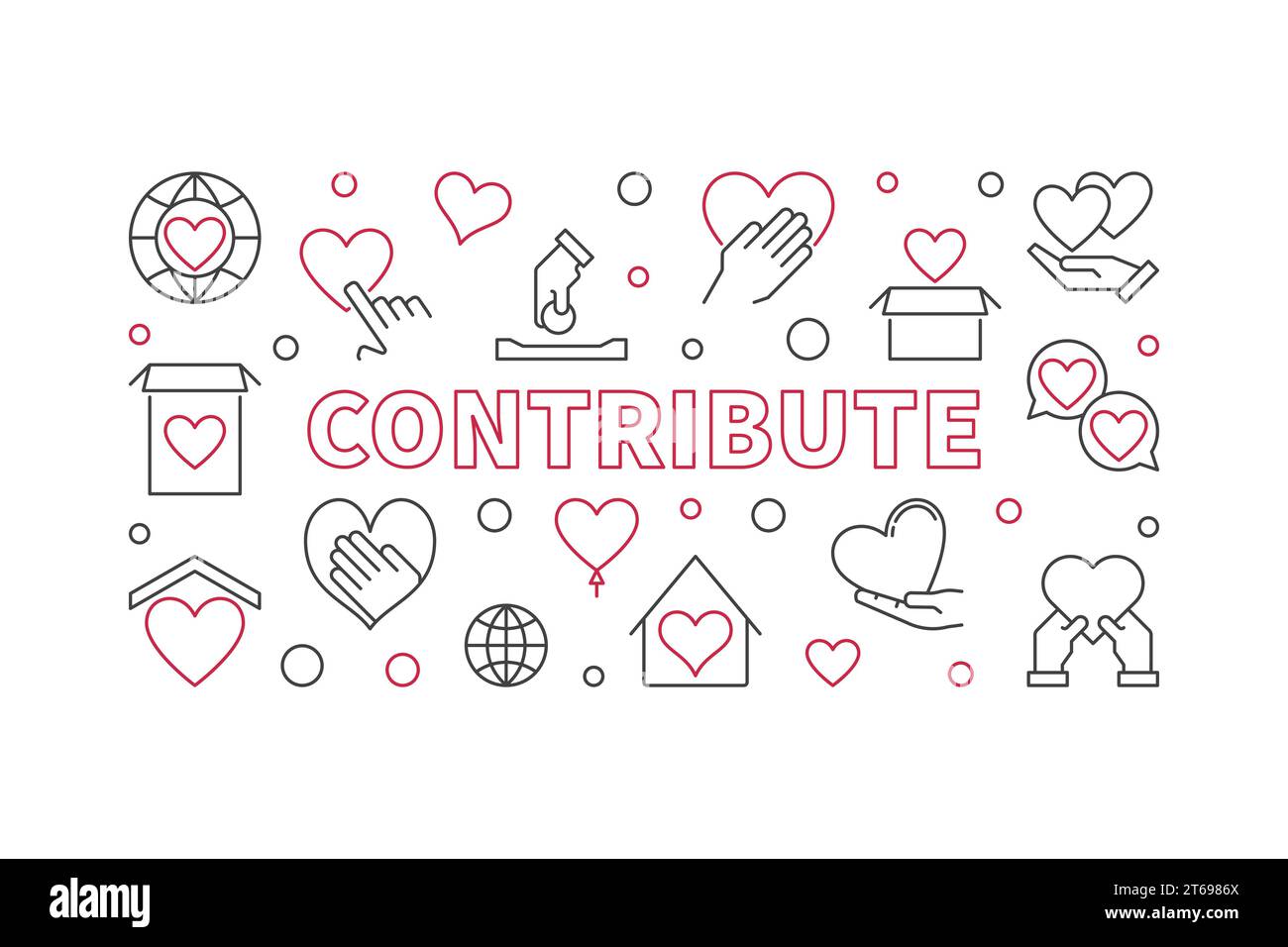 Contribute vector concept simple horizontal illustration or banner in ...