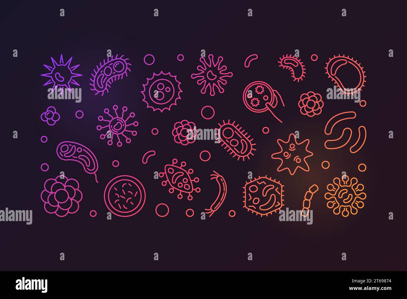 Virus or pathogen colorful horizontal banner. Vector concept bright ...