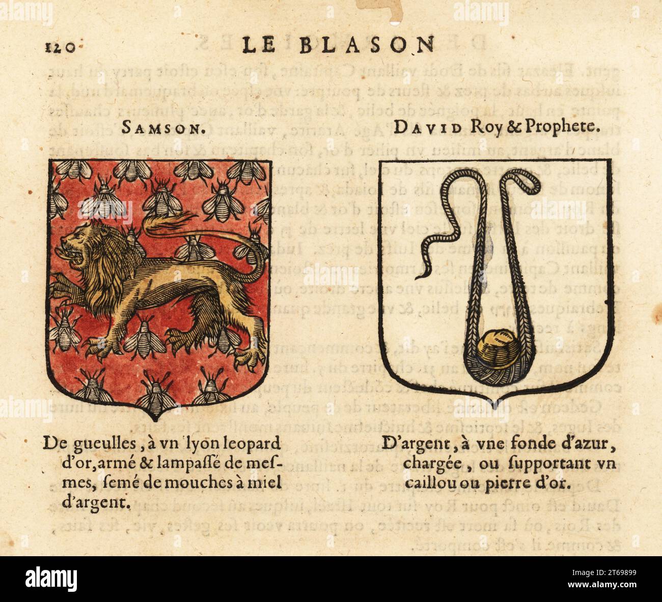 Imaginary coats of arms of Biblical figures Samson, with gold lion ...