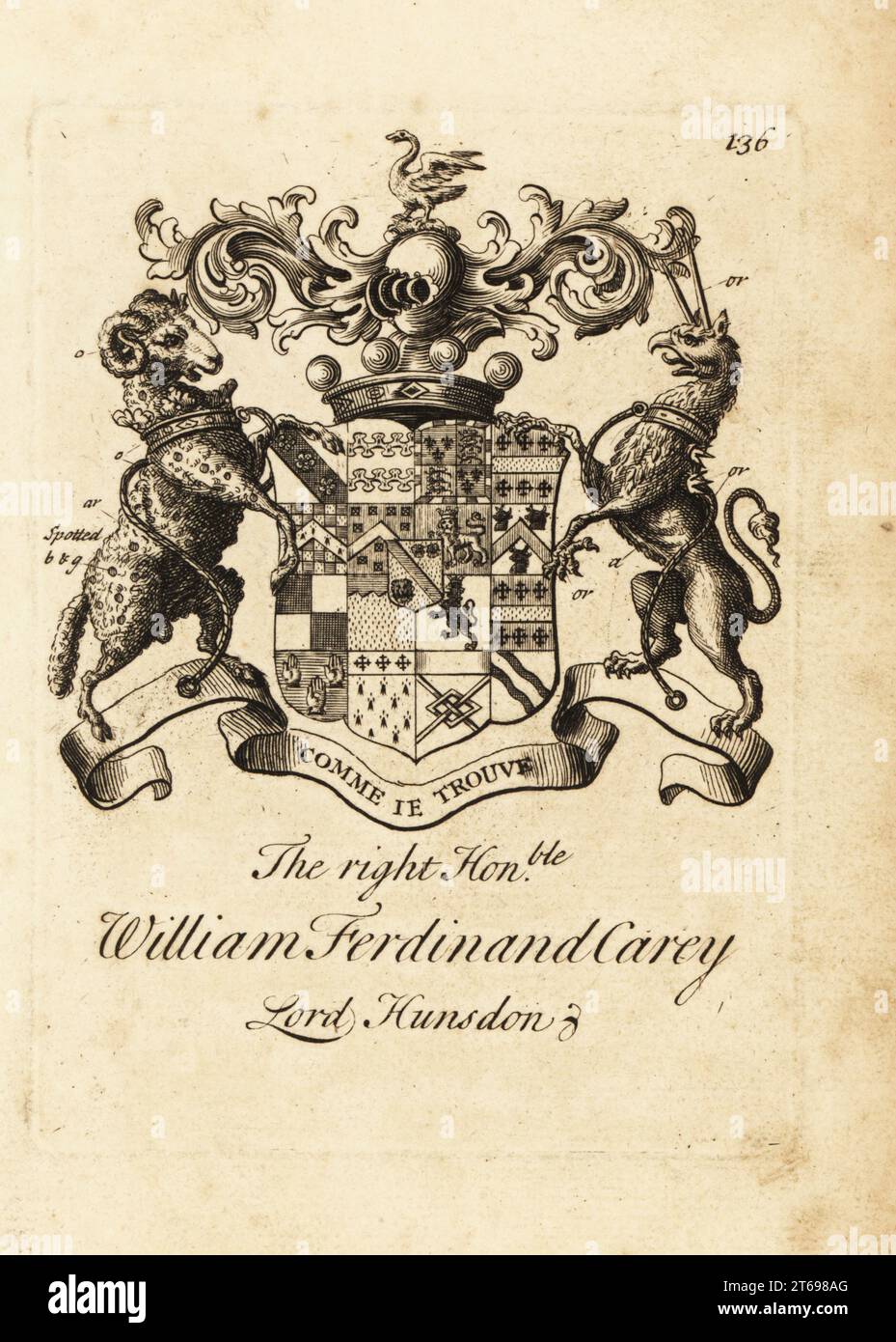 Coat of arms of the Right Honourable William Ferdinand Carey, 8th Baron ...