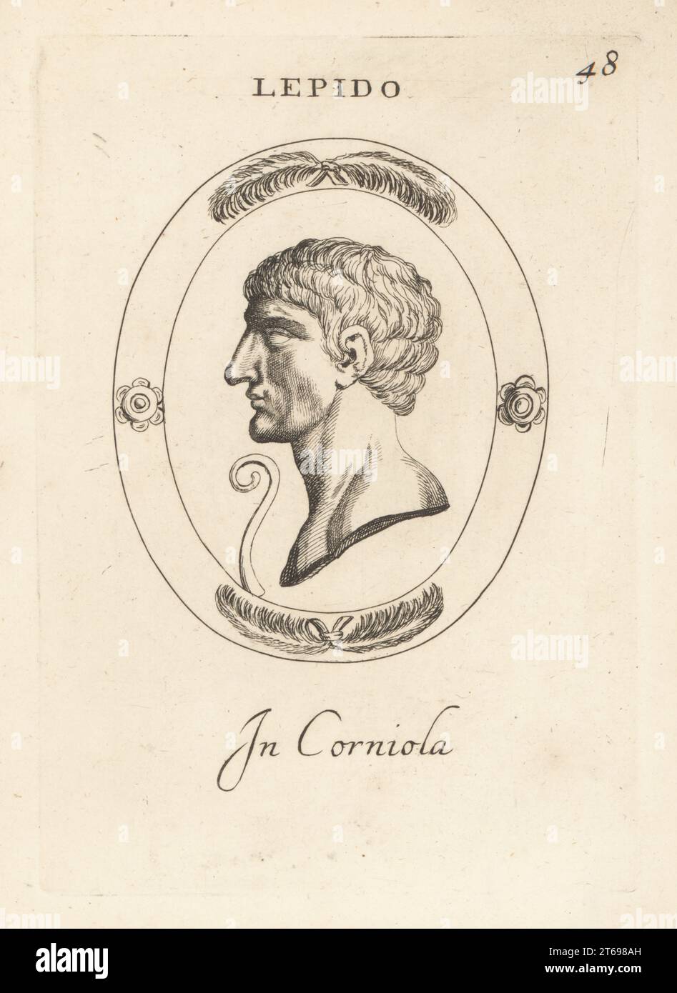 Bust profile of Lepidus, Triumvir, in carnelian. Marcus Aemilius ...
