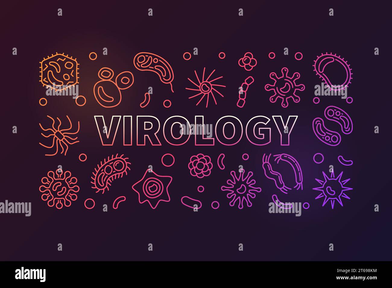 Virology colored horizontal banner. Vector biology concept illustration ...