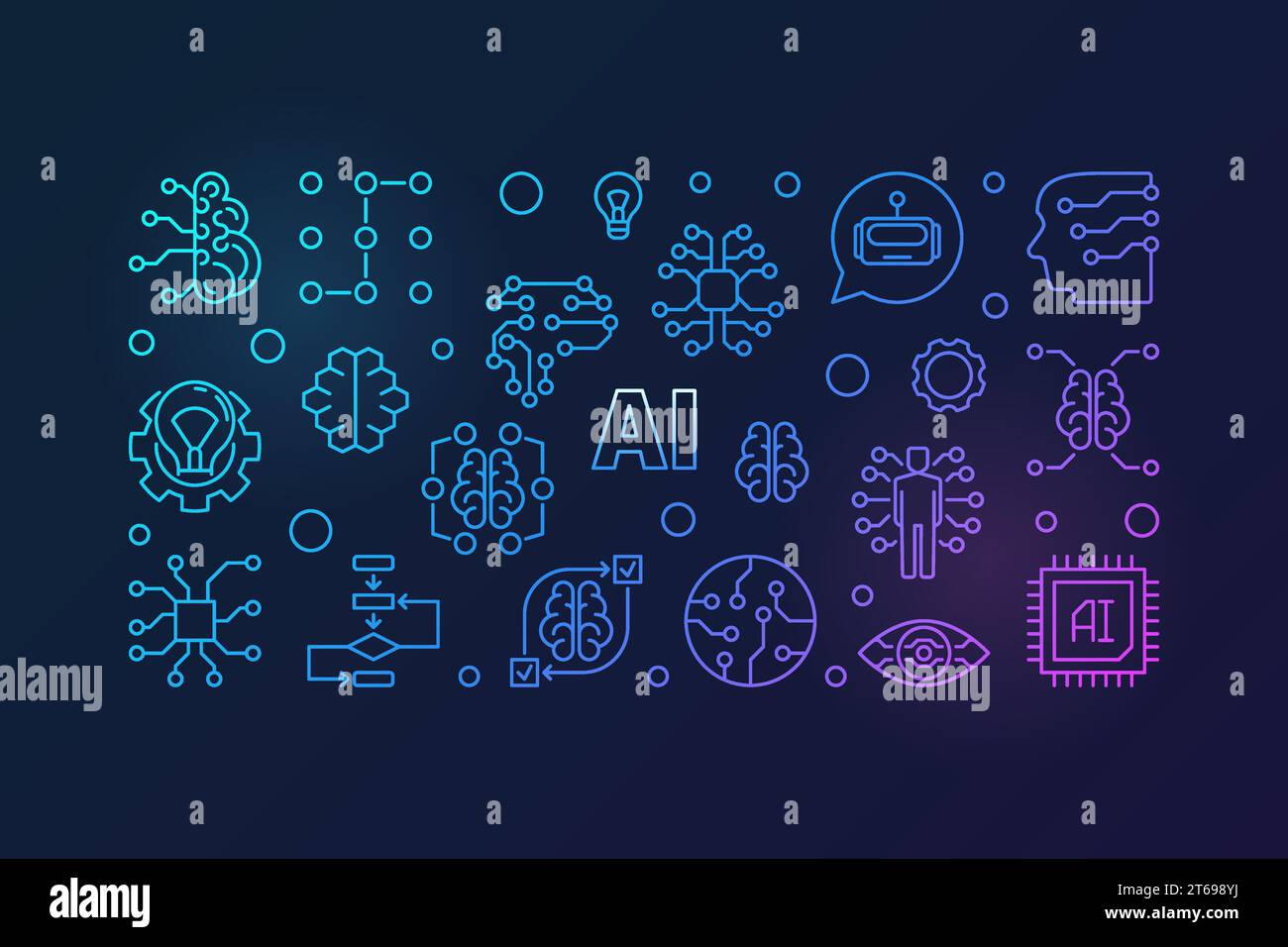 AI colored horizontal illustration. Artificial Intelligence vector ...