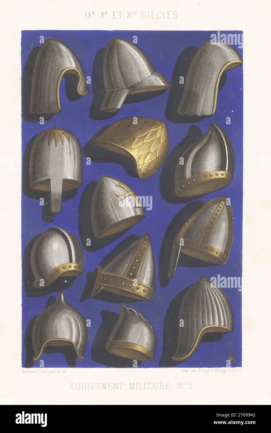 Military equipment of the 9th to 11th centuries. Various types of plate ...