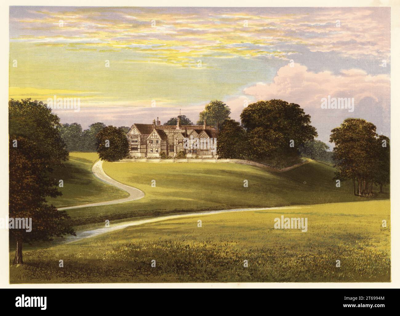 Bramhall Hall, Lancashire, England. Tudor house renovated in the 16th ...