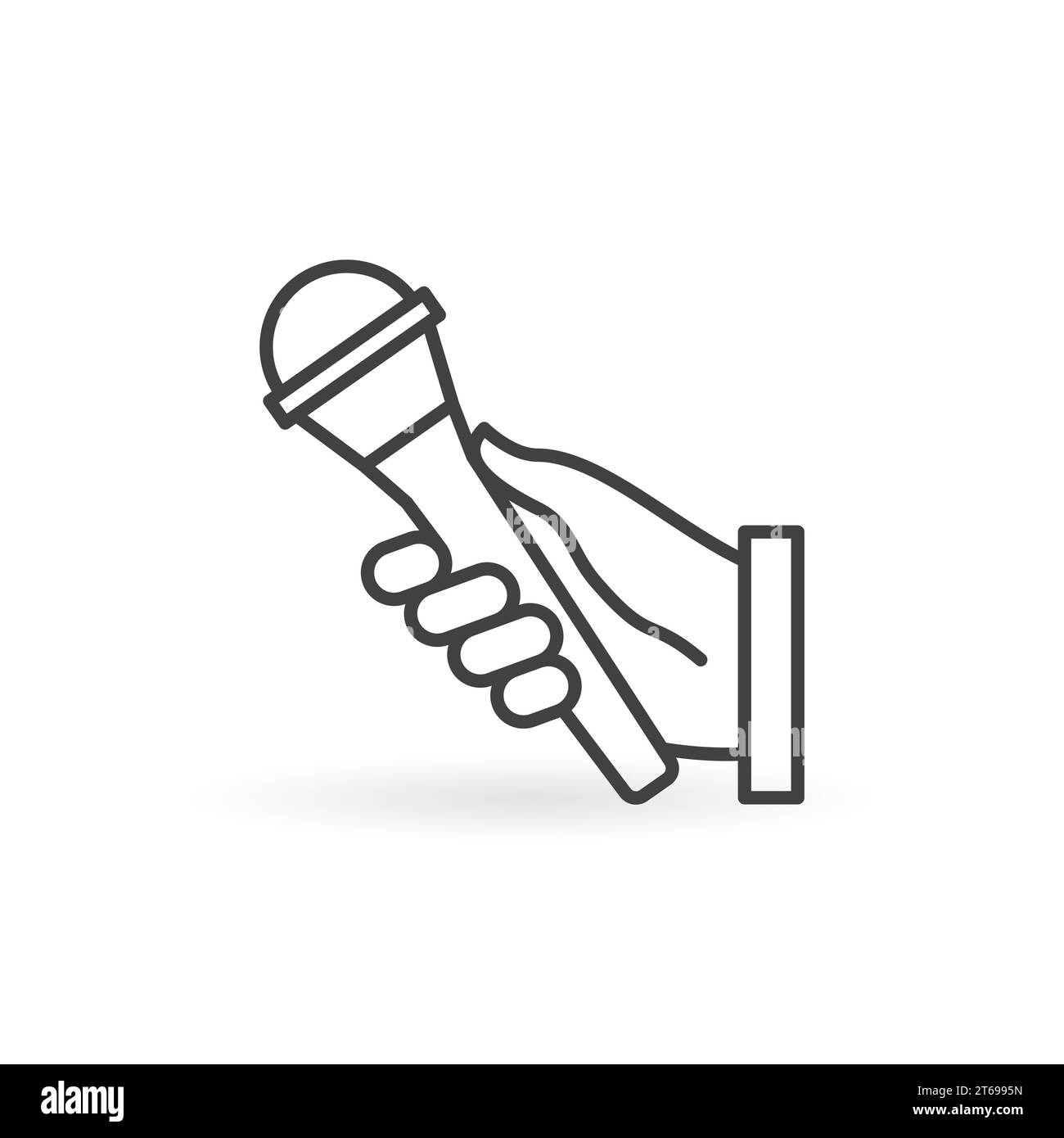 Hand Holding Mic outline vector concept minimal icon or design element ...