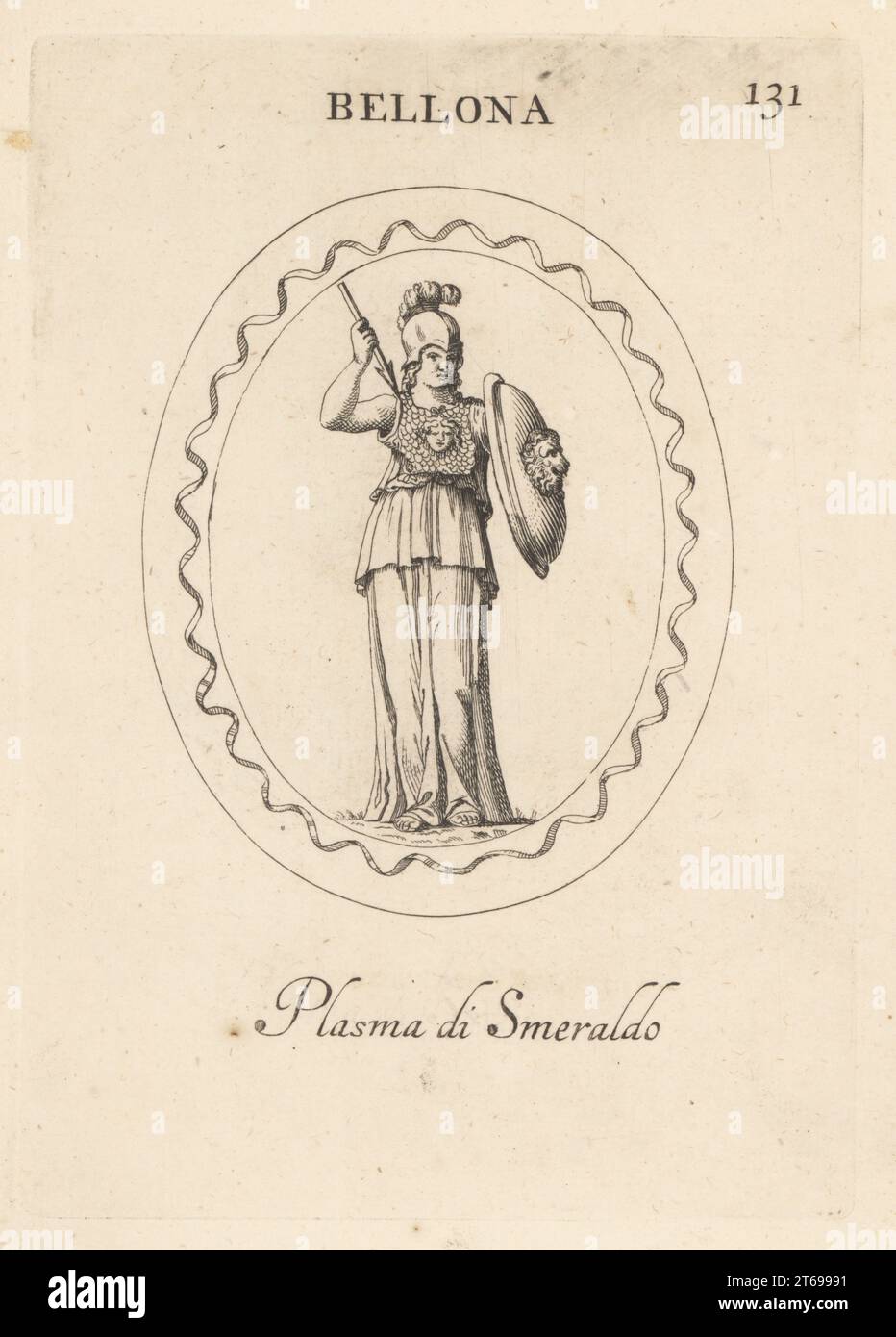 Figure of Bellona, ancient Roman goddess of war. In Pallas helmet with ...