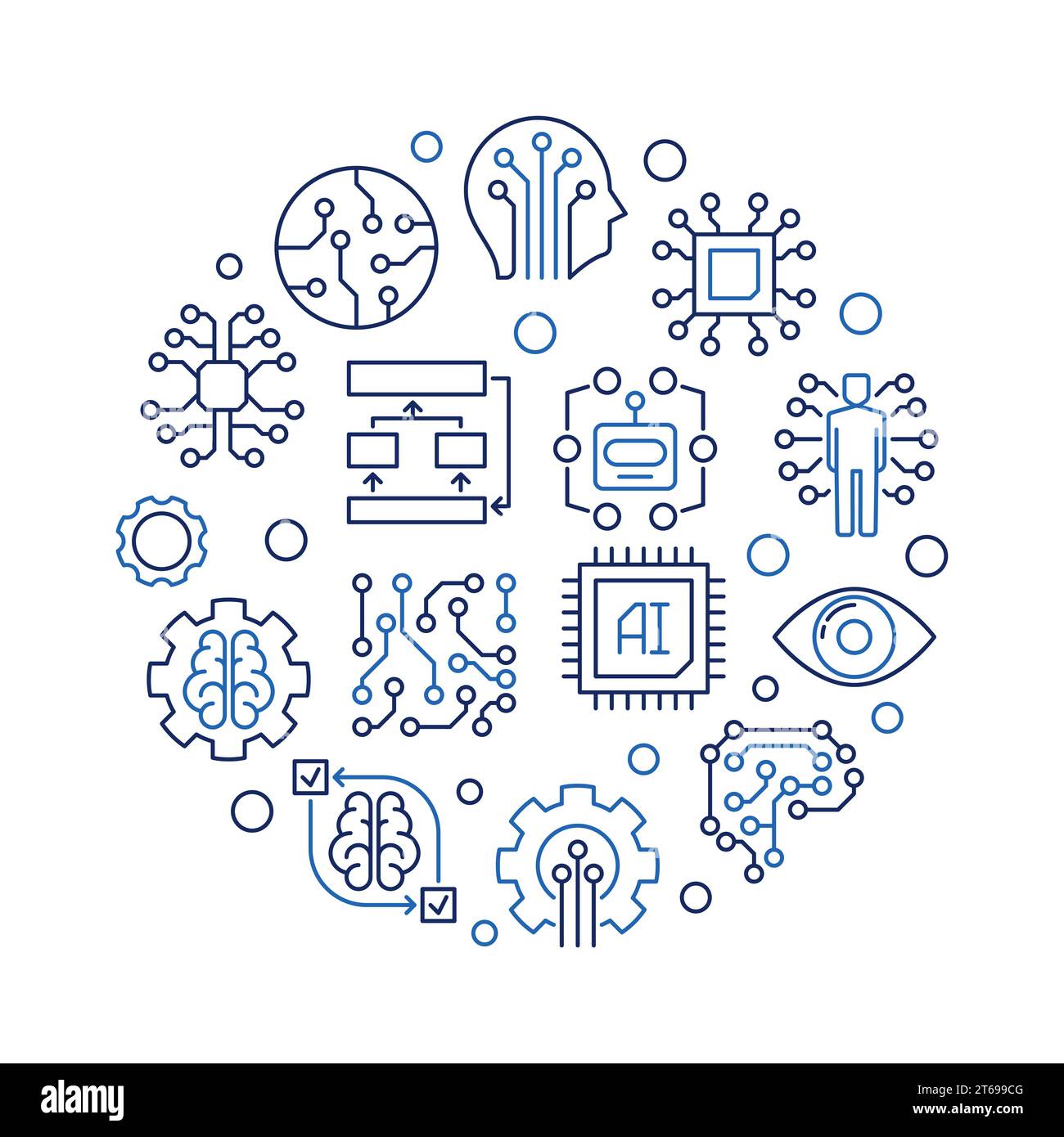 AI technology round creative illustration - Artificial Intelligence ...