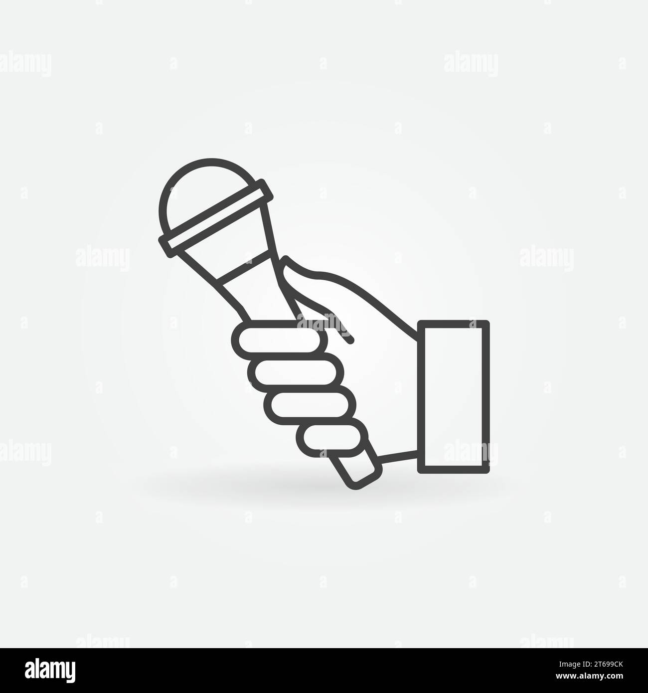 Hand with Interview Microphone outline vector concept icon Stock Vector ...