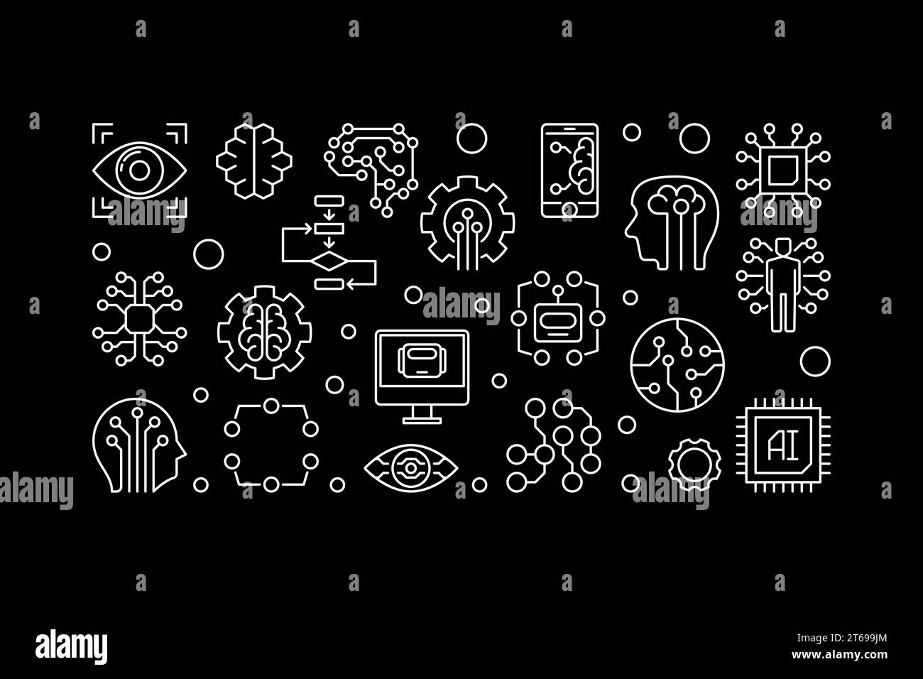 AI technology horizontal banner. Artificial Intelligence vector concept ...