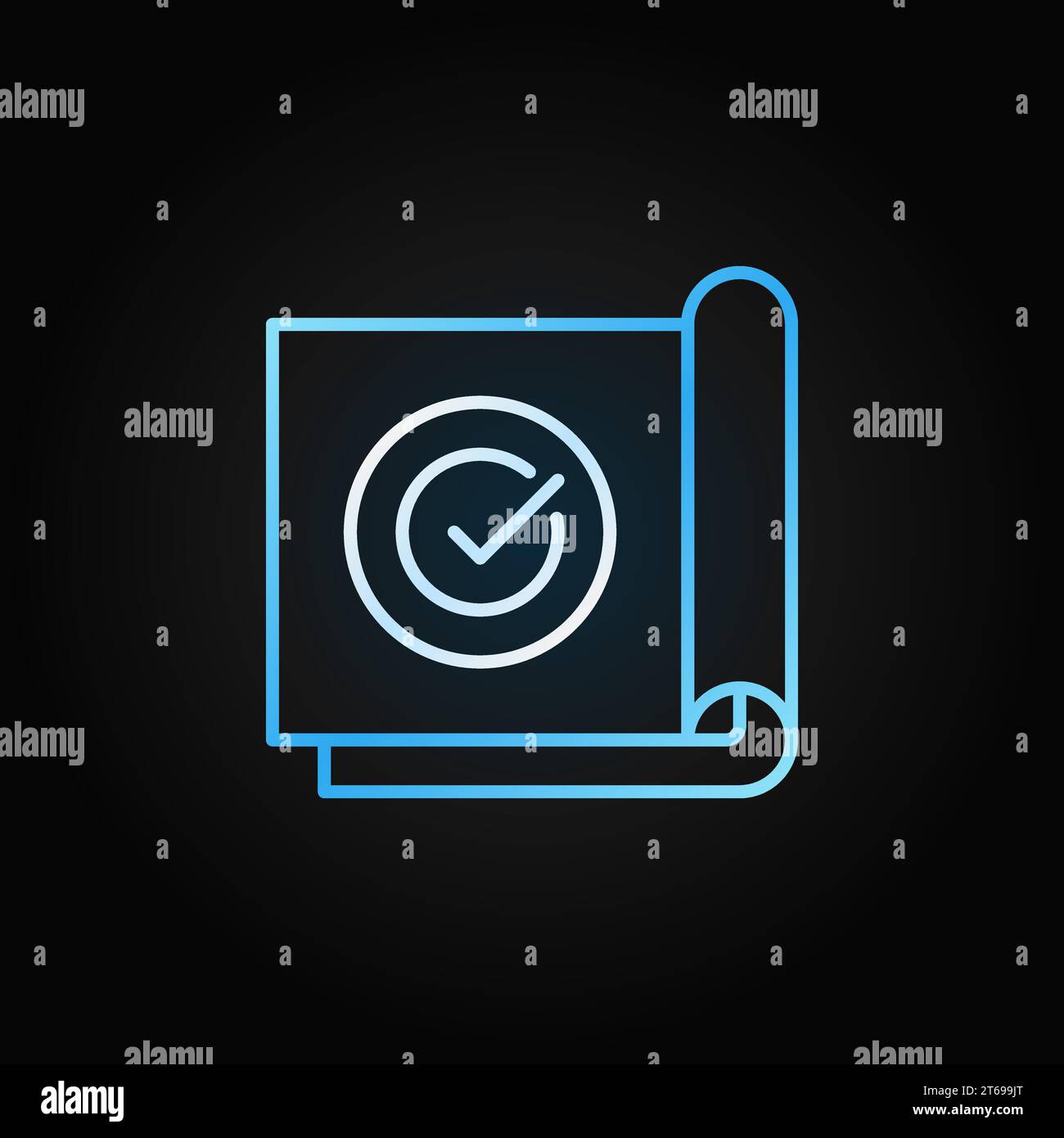 Paper with check mark colored outline vector icon. Document with ...