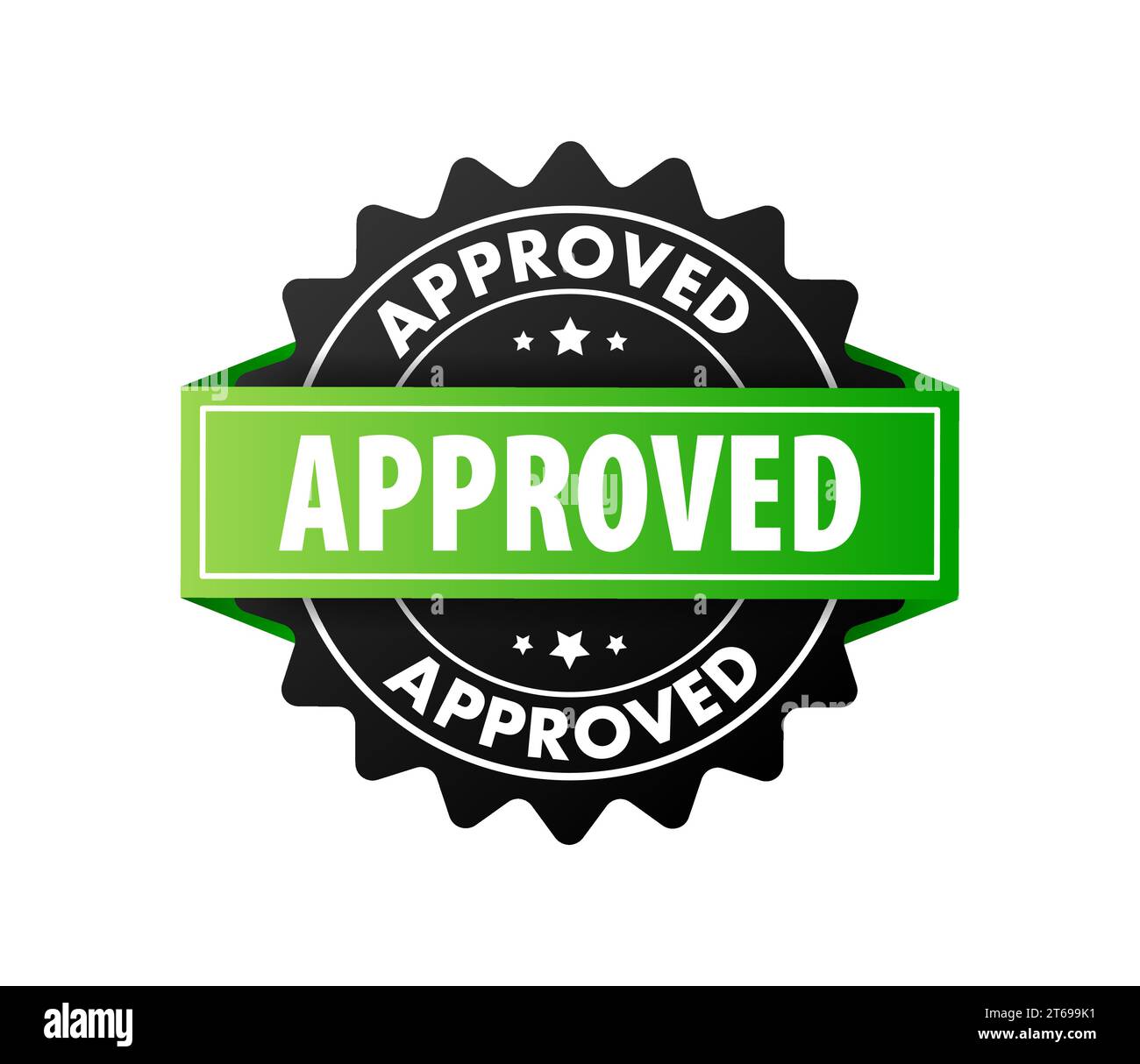 Vibrant Green Approved Stamp with Shiny Stars and Ribbon Banner Vector ...
