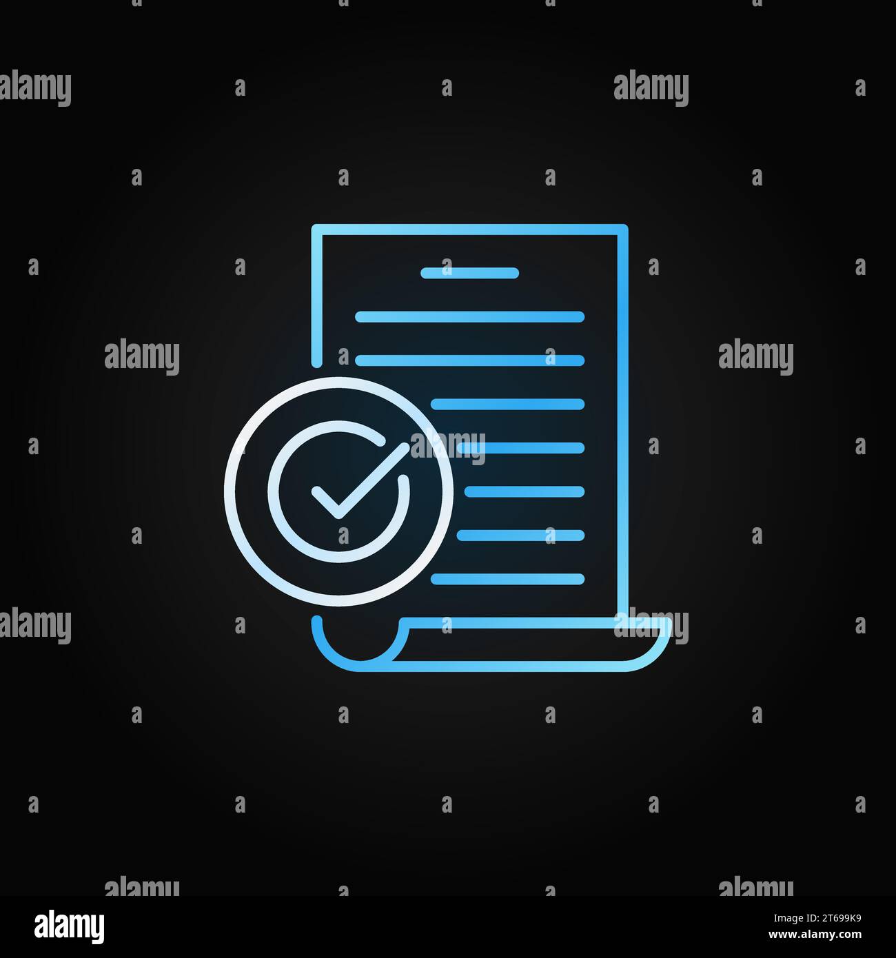 Document with checkmark vector creative icon or symbol in thin line ...