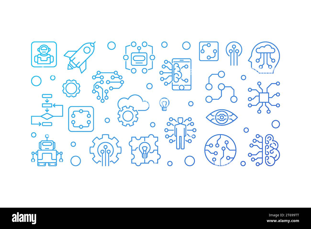 Future vector colored banner in linear style. AI and innovation concept ...