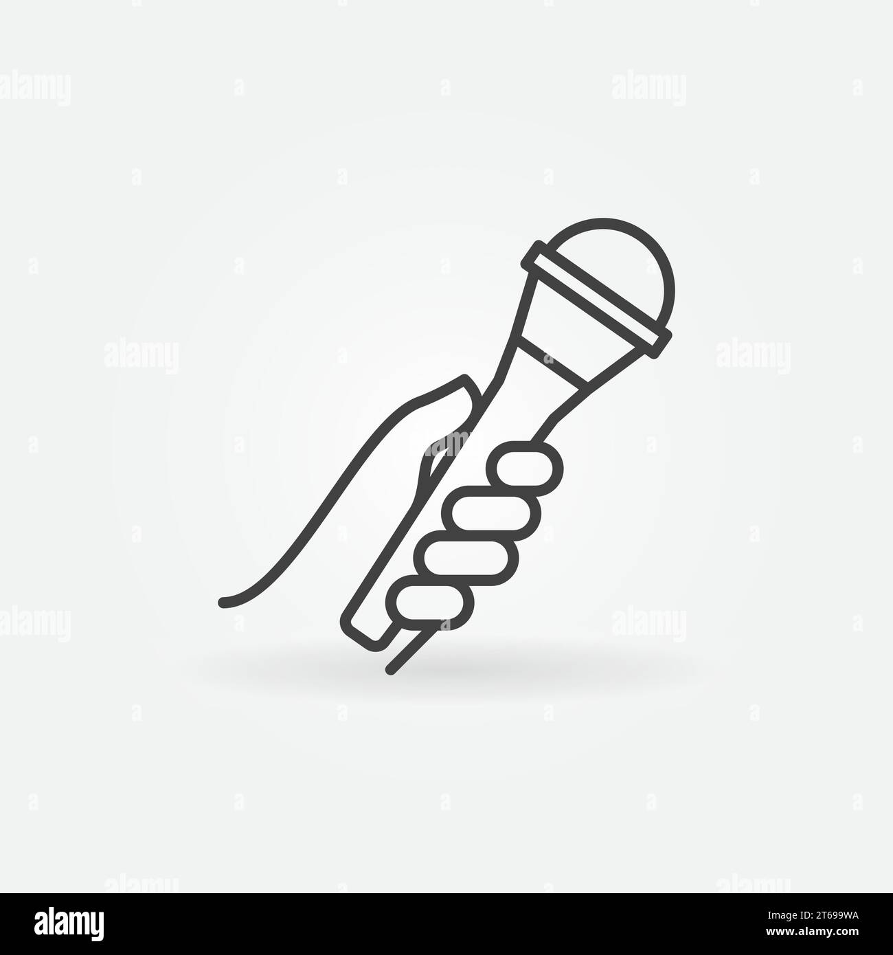 Interview Mic in Hand outline vector concept icon or symbol Stock ...