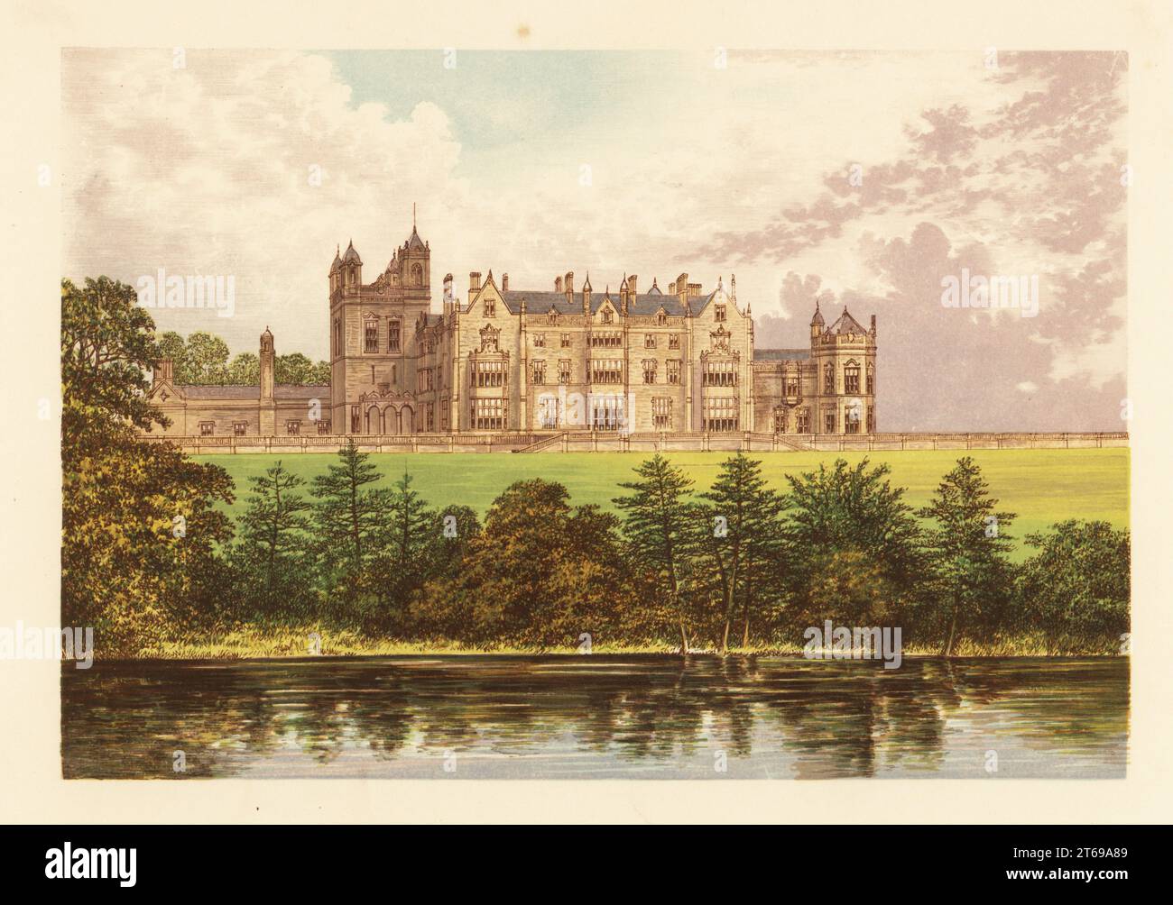 Worsley New Hall, Lancashire, England. Elizabethan Gothic-style mansion ...