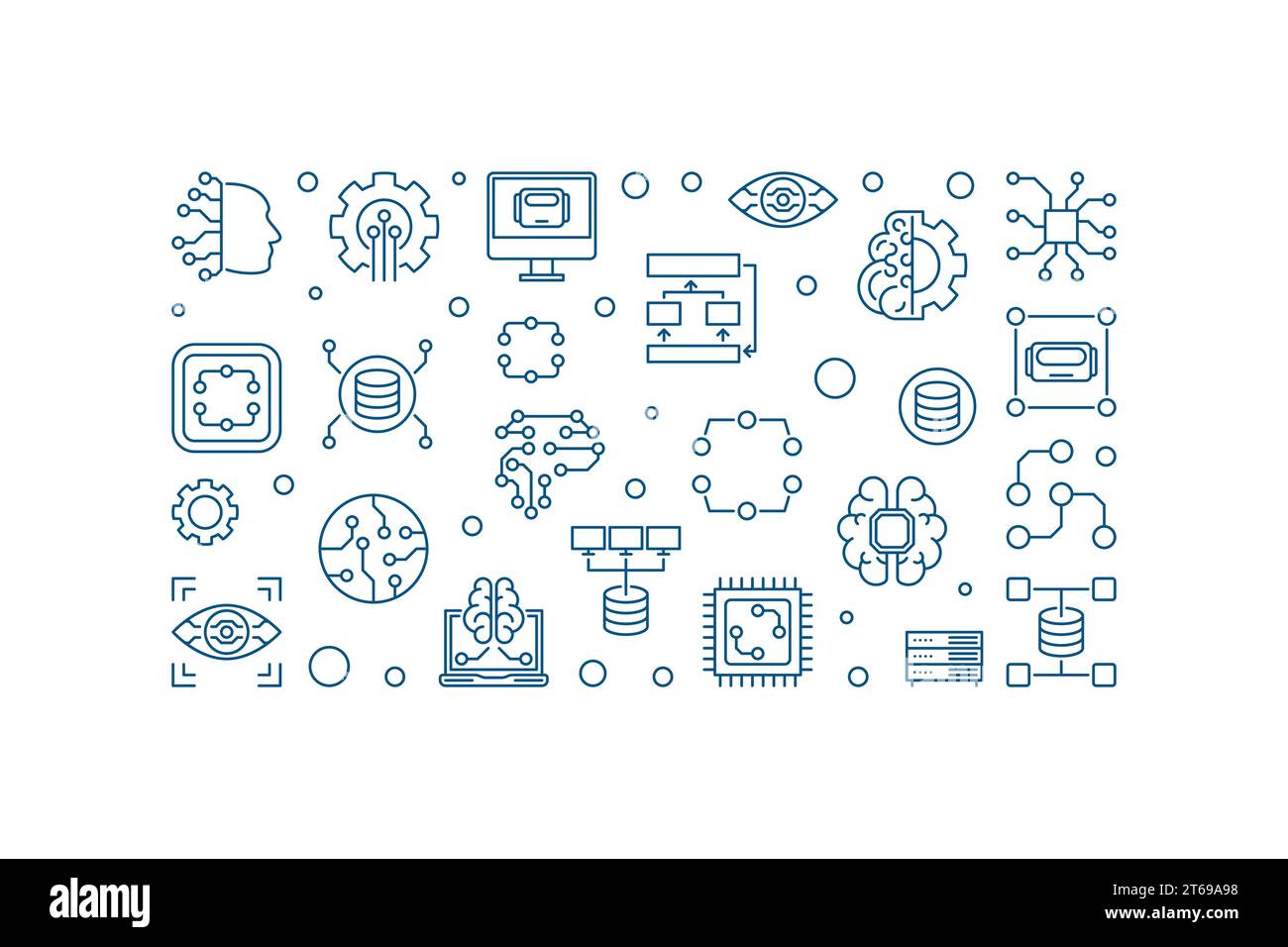 Machine Learning Concept Vector Outline Minimal Horizontal Banner Or