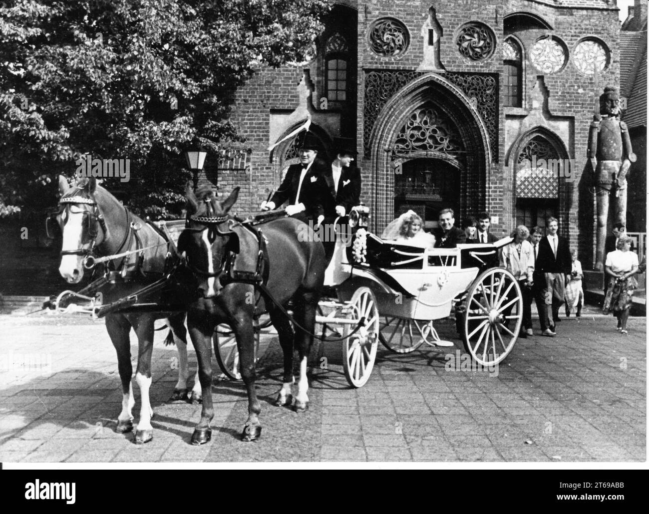 Wedding carriage in front of the town hall in Brandenburg (city ...