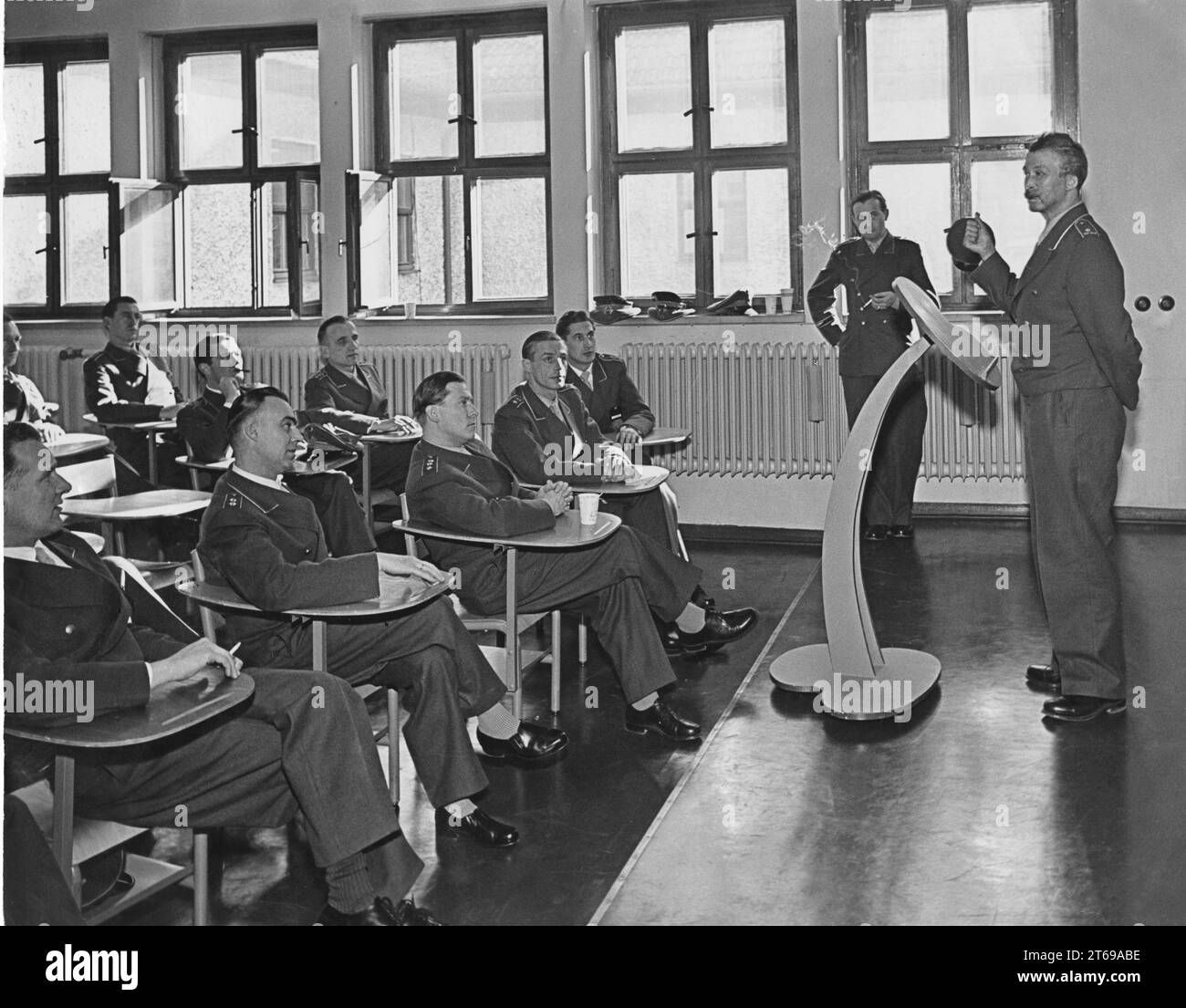 Major Roth during theoretical instruction with officers of the German ...