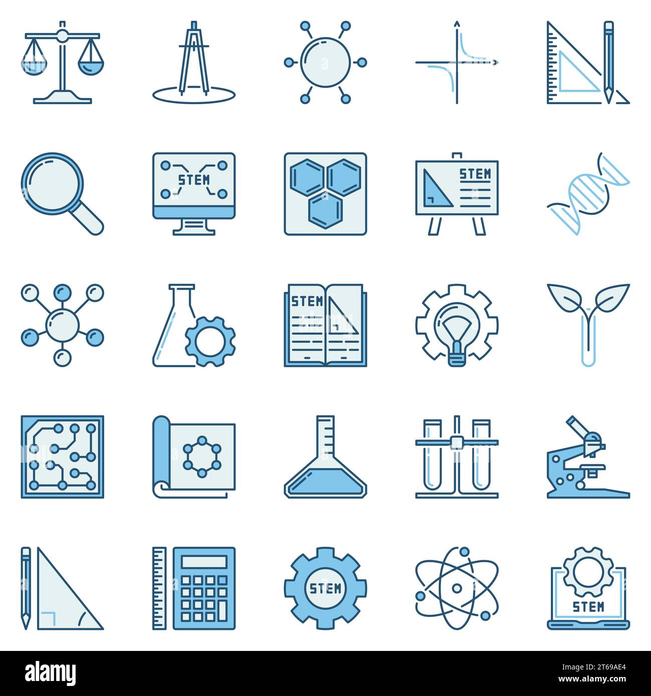 STEM colored icons set - vector Science, Technology, Engineering and ...