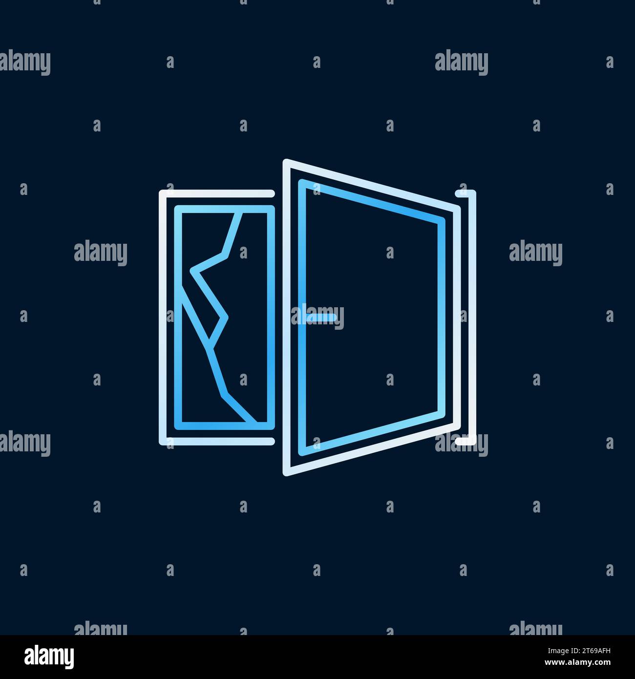 Broken open window colored icon. Vector cracked window sign or logo ...