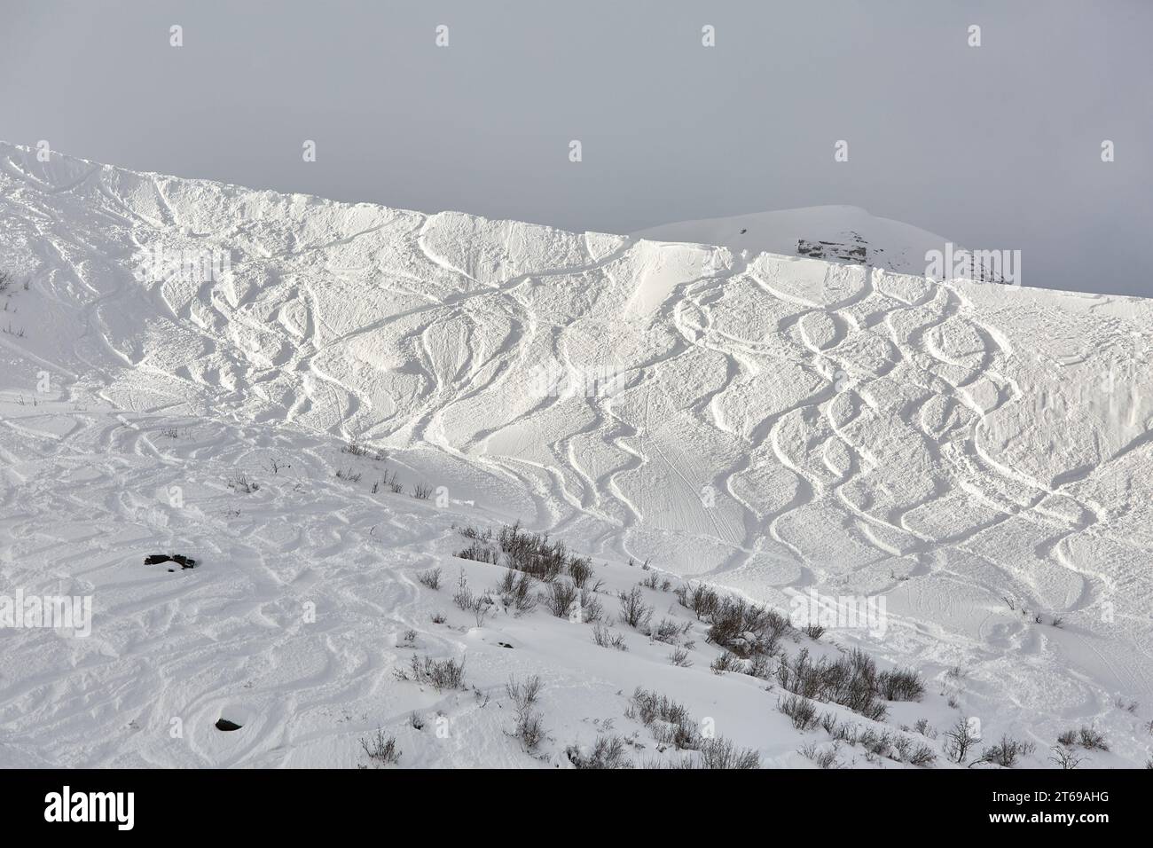 Ski Slope with Fresh Curves Stock Photo - Alamy