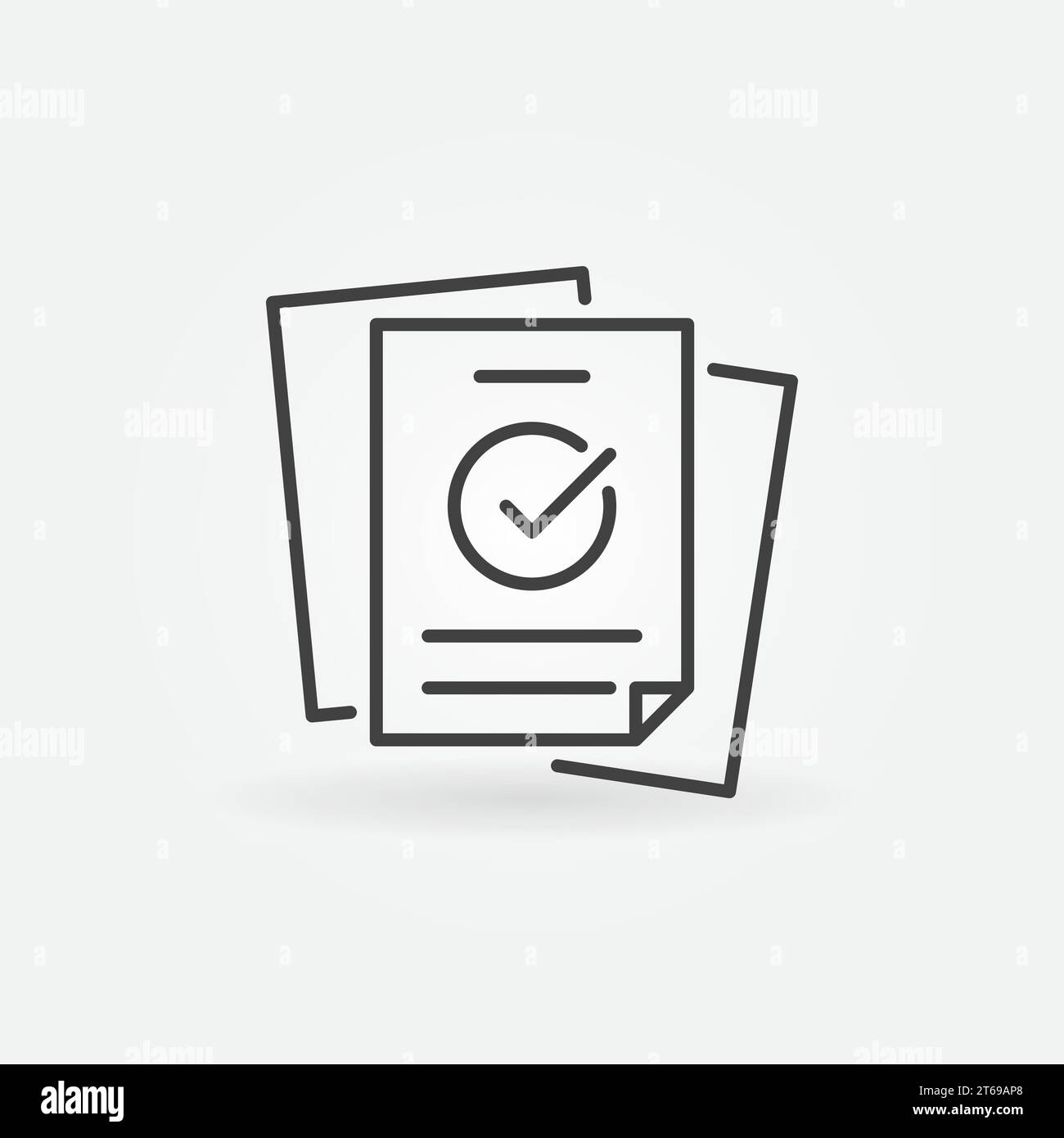 Papers with checkmark linear icon. Vector documents with checkmark ...