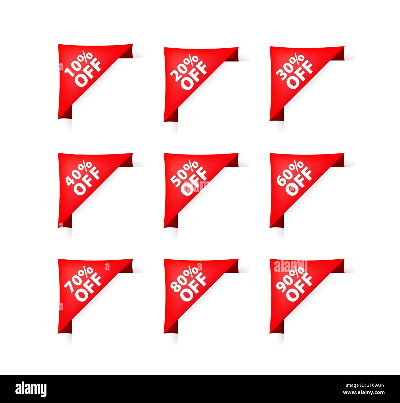 Set of Red Discount Tags with Different Sale Percentages for Retail ...